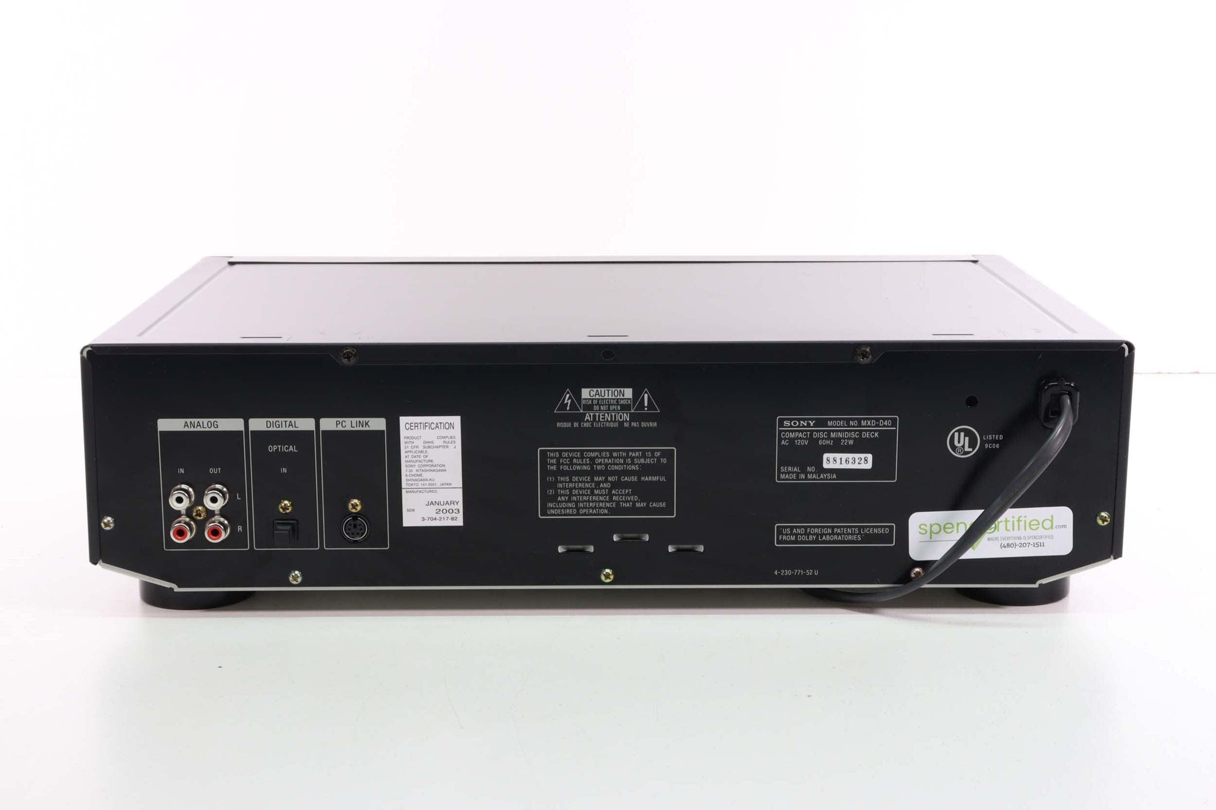 Sony MXD-D40 Compact Disc Minidisc Deck (With Remote) — SpenCertified