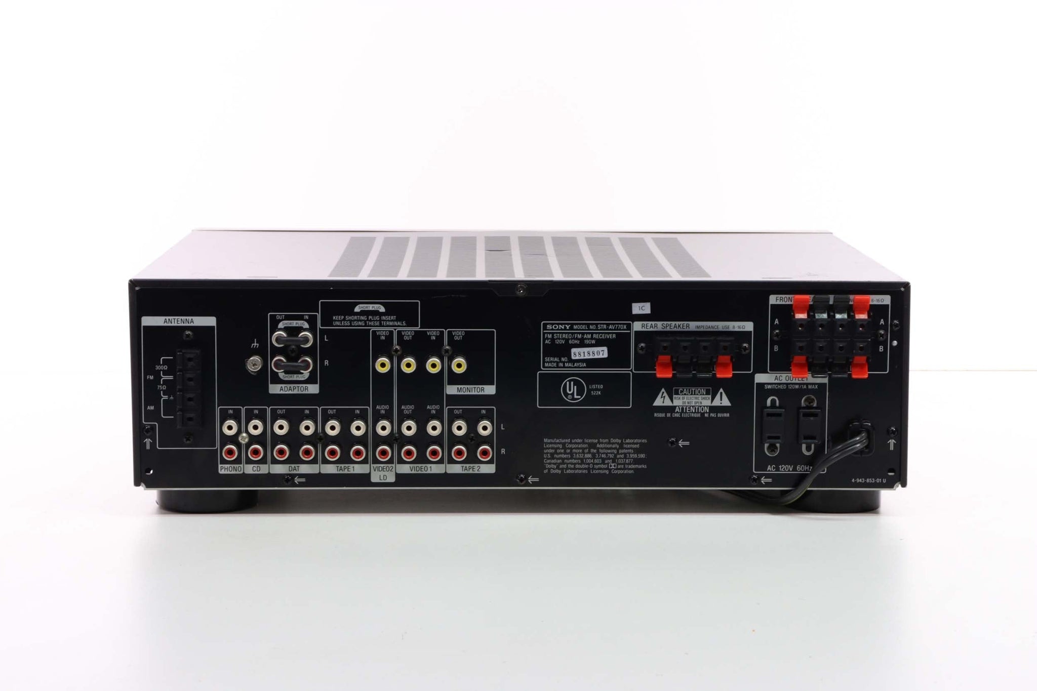 SONY STR-AV770 FM Stereo/FM-AM Receiver (No Remote)