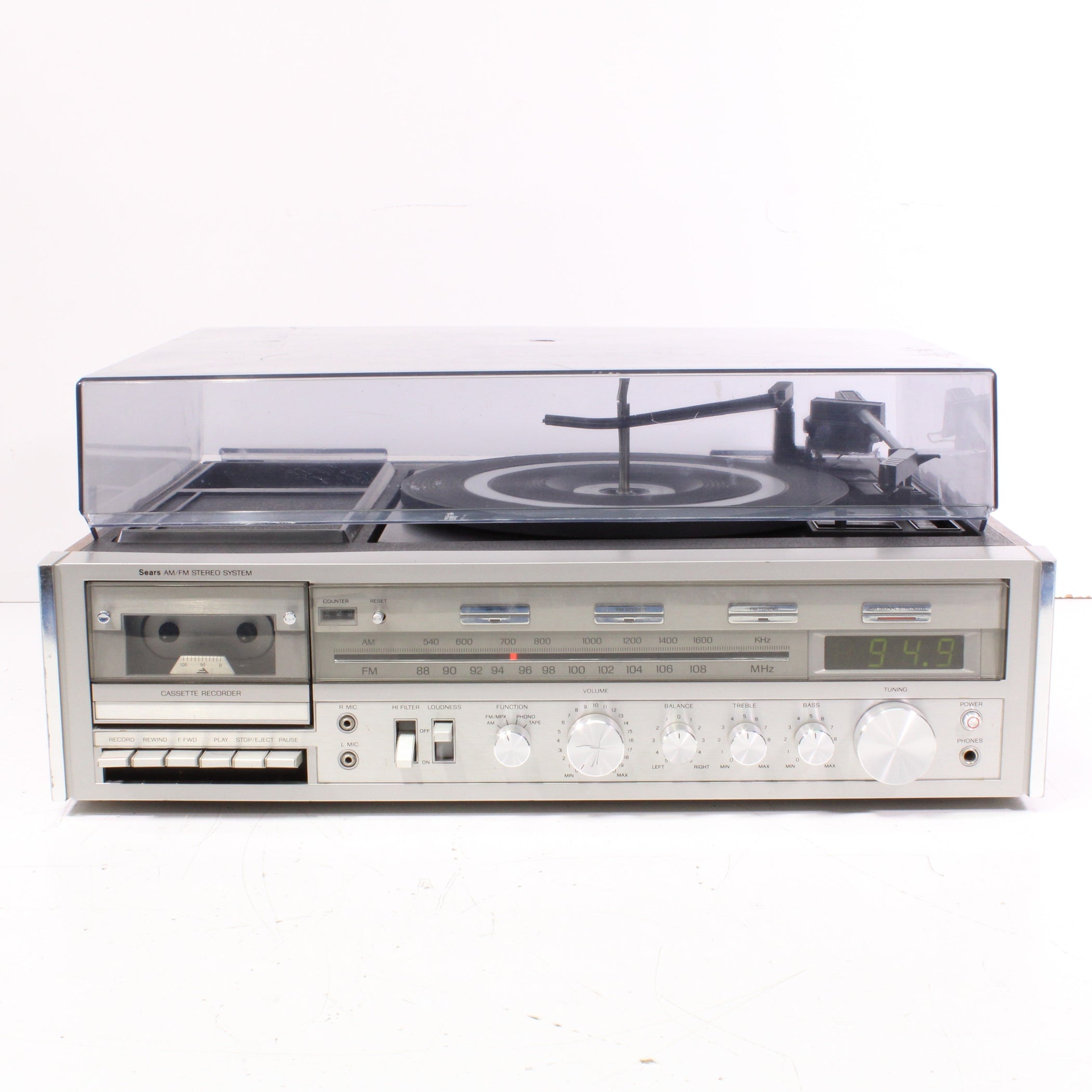 Sears 132.91853050 Vintage AM/FM Stereo Music System Cassette Record P ...