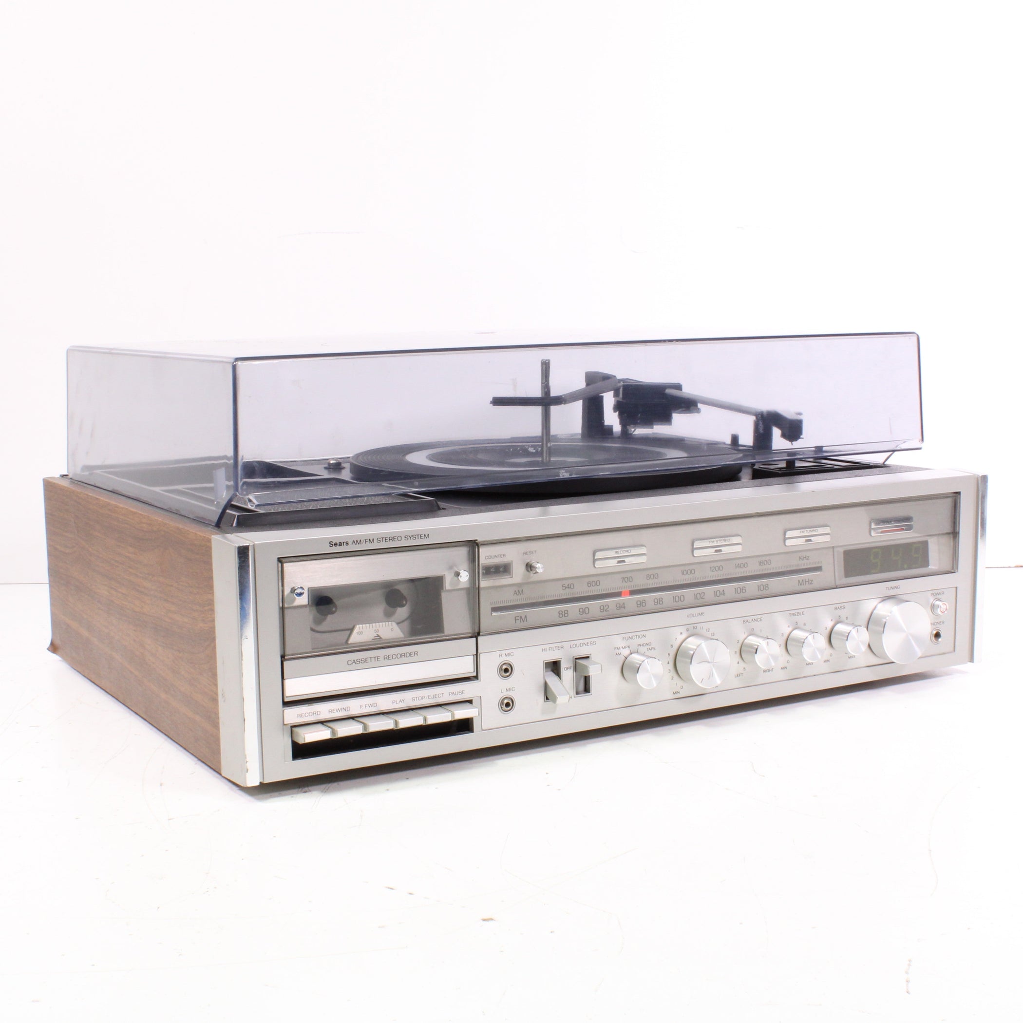 Sears 132.91853050 Vintage AM/FM Stereo Music System Cassette Record P ...