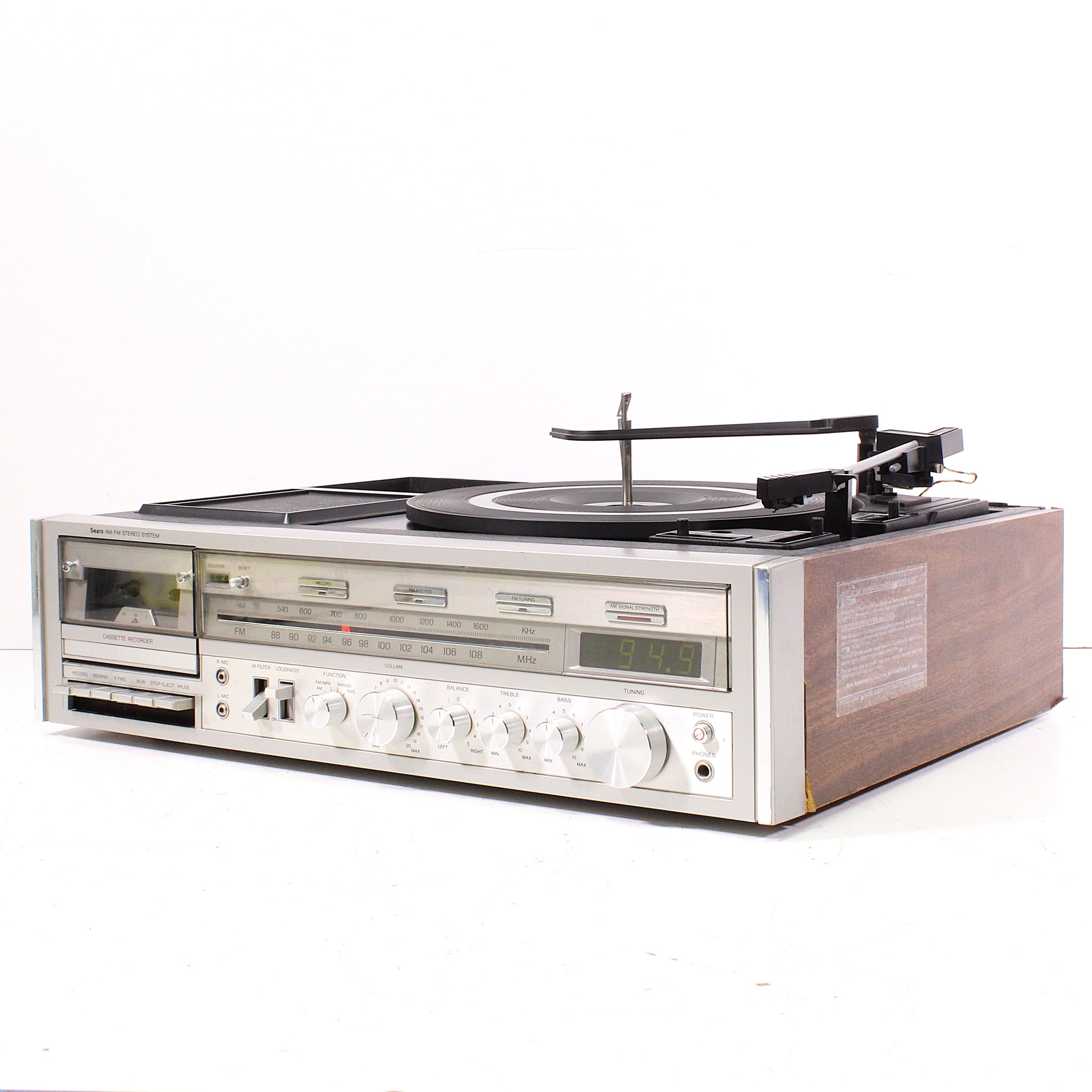 Sears 132.91853050 Vintage AM/FM Stereo Music System Cassette Record P ...