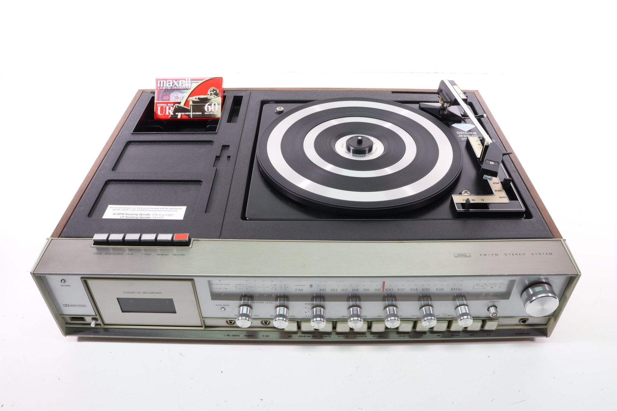 Sears Solid State AM/FM Stereo System Record Player with Cassette Reco