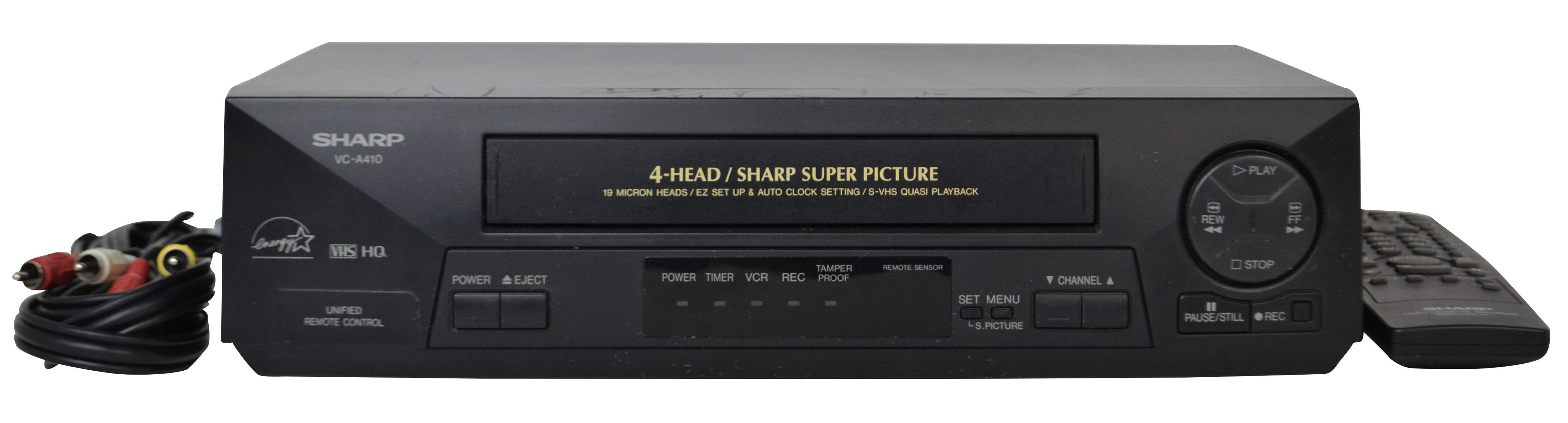 Sharp VC-A410 4-Head VCR Video Cassette Recorder — SpenCertified
