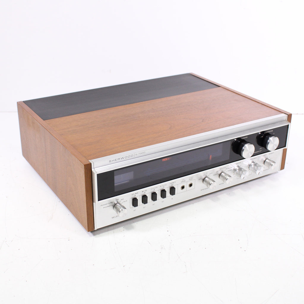 Sherwood S-7300 Vintage Stereo Receiver with Wooden Case Silver-Face