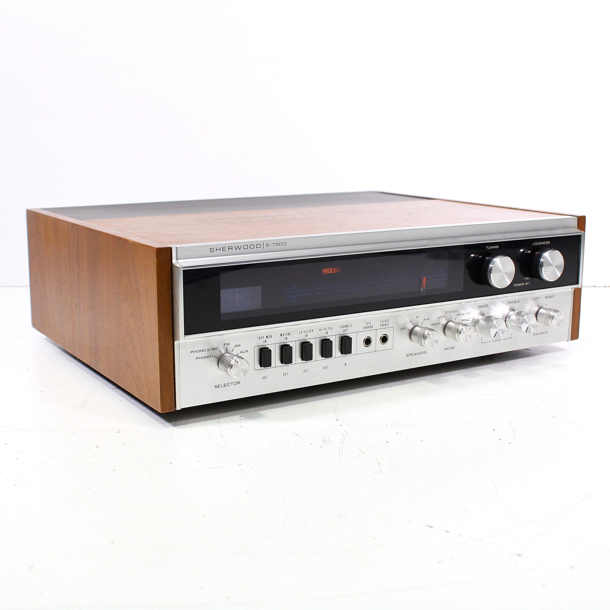 Sherwood S-7300 Vintage Stereo Receiver with Wooden Case Silver-Face ...