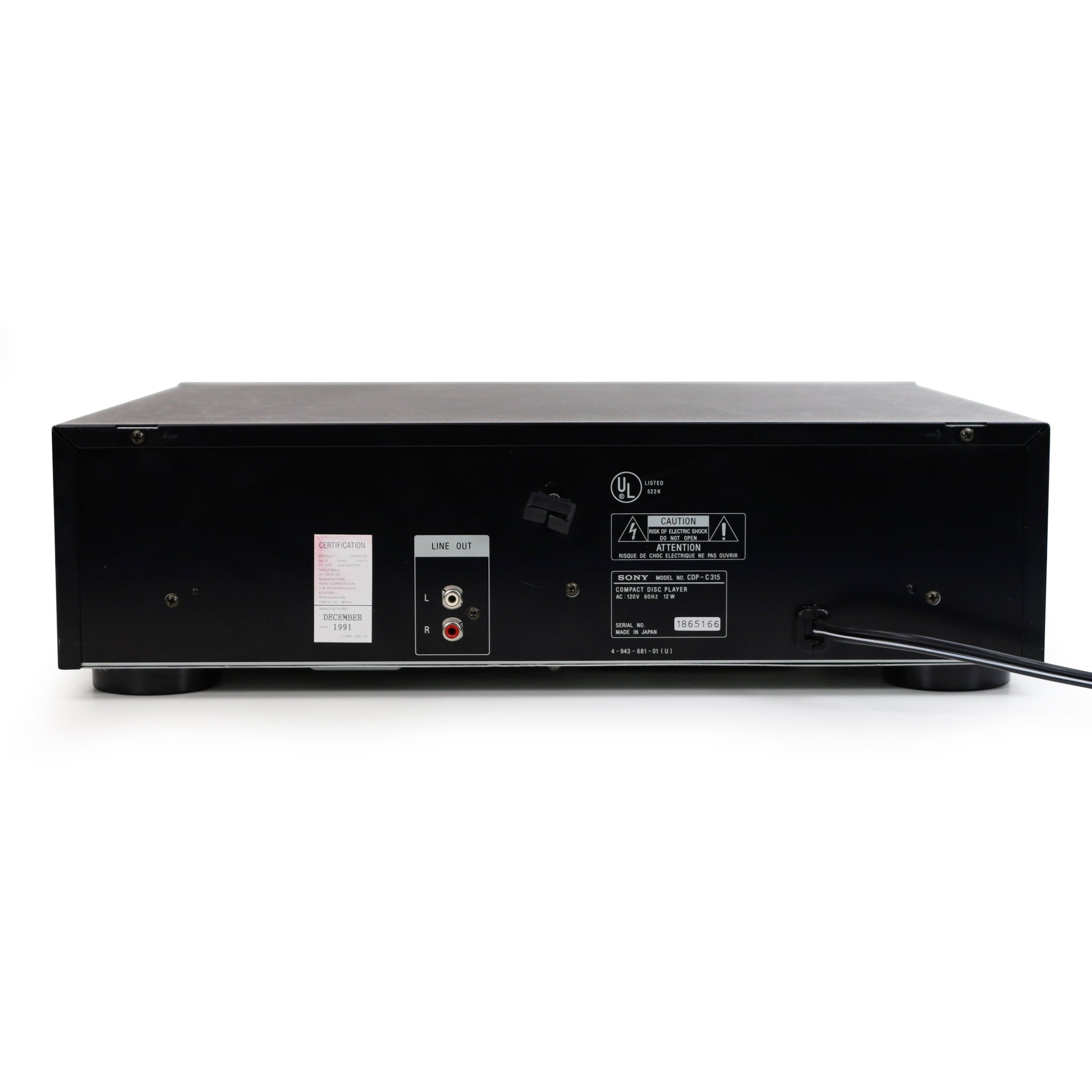 Sony CDP-C315 5-Disc Carousel CD Player Changer w/ High Density Linear