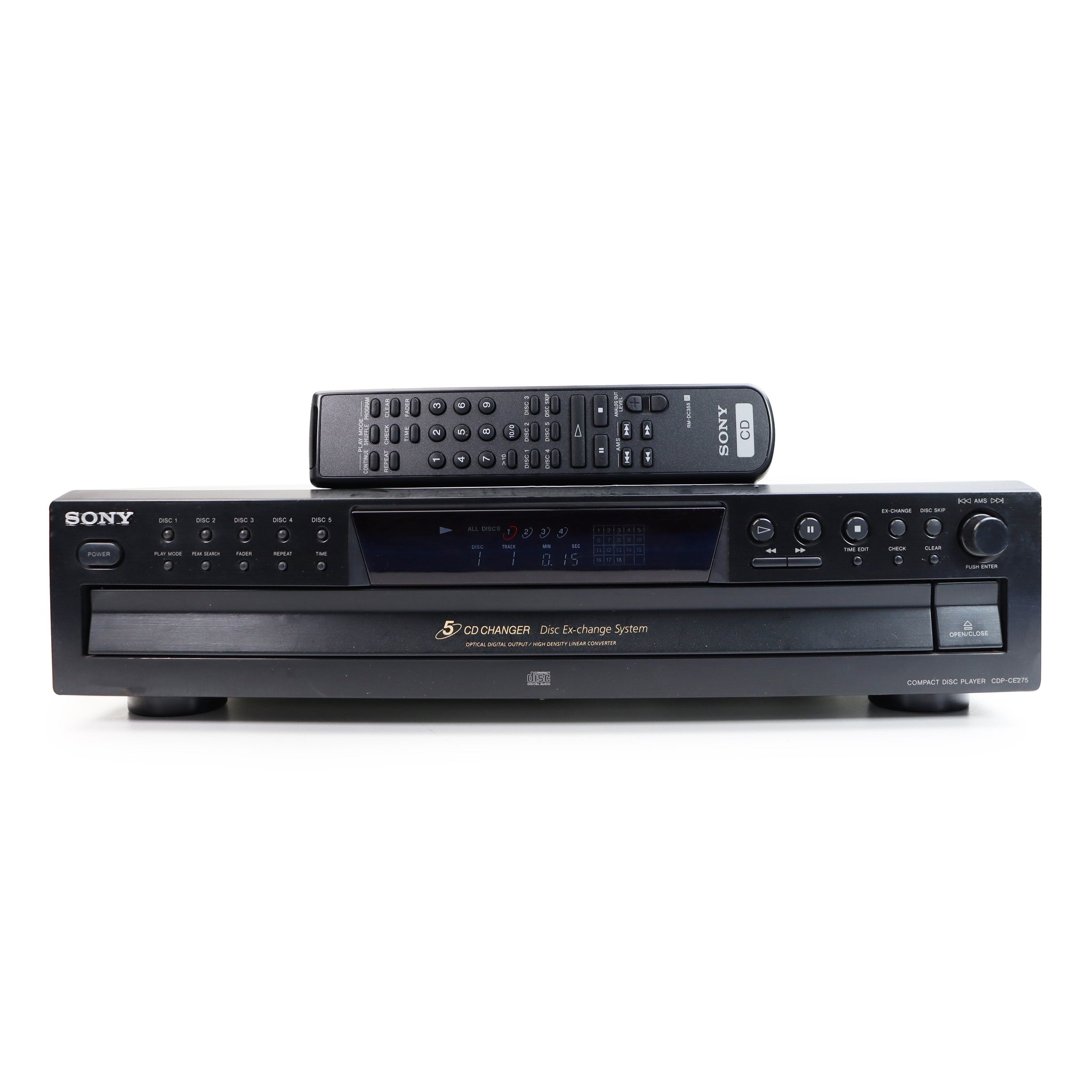 Sony CDP-CE275 5-Disc Carousel CD Changer Player w/ Optical Digital Au