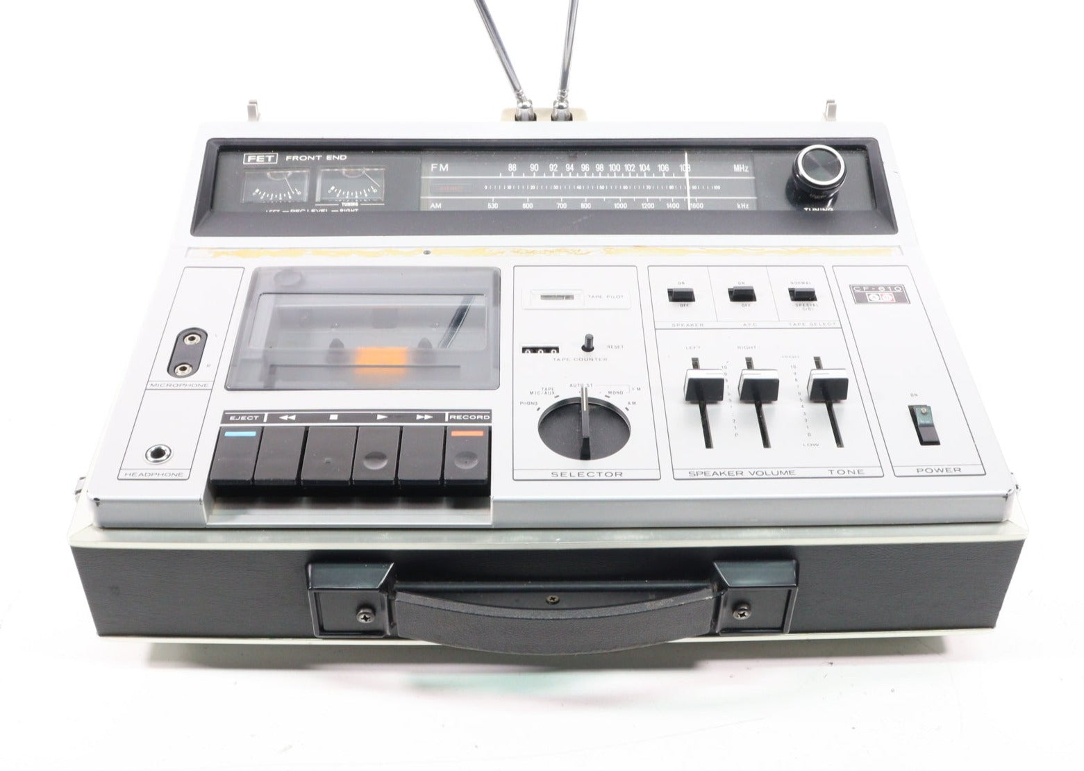 Sony CF-610 Vintage Stereo Cassette-Corder with Lid Speakers