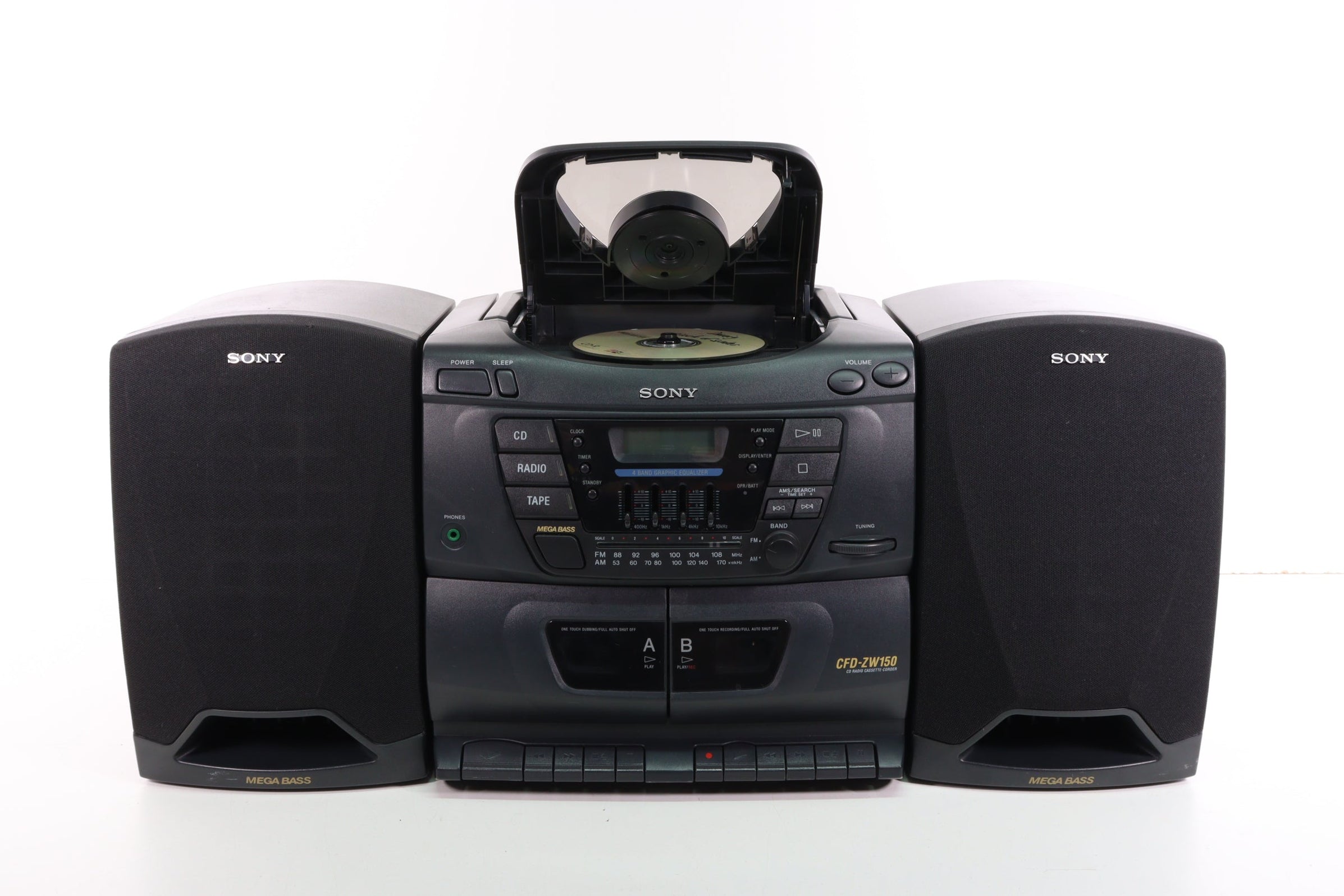Sony CFD-ZW150 3-Piece Portable Boombox CD Cassette Radio (CD HAS ISSU ...