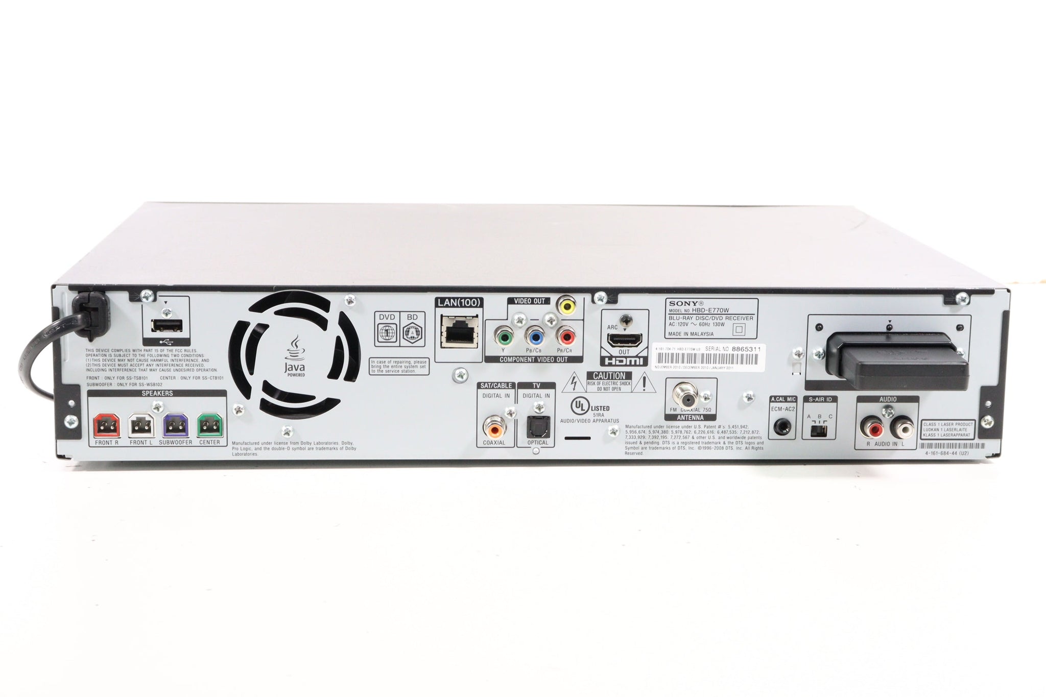 Sony HBD-E770W Blu-Ray Disc DVD Receiver for Home Theater System (NO R