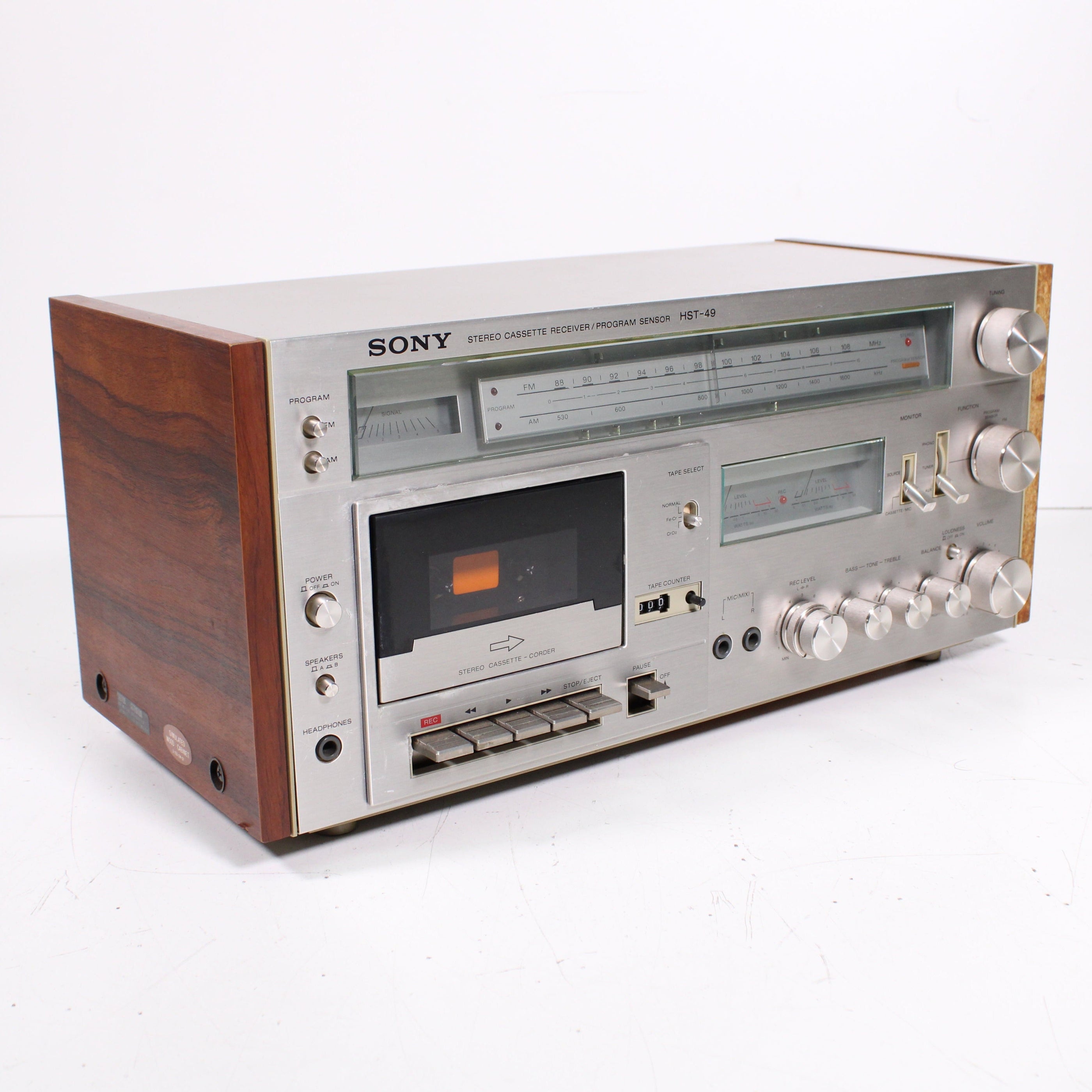 Sony HST-49 Single Stereo Cassette Receiver Music System Wooden Side P ...