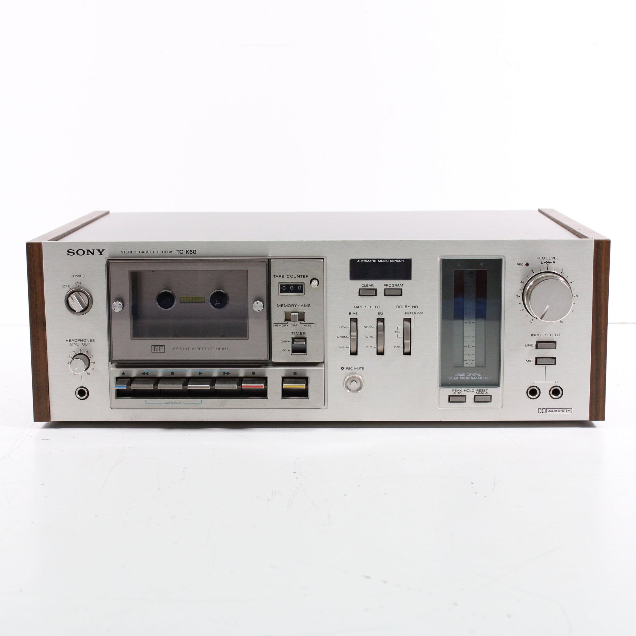 Sony TC-K60 Single Stereo Cassette Deck Wooden Side Panels (1978) (AS