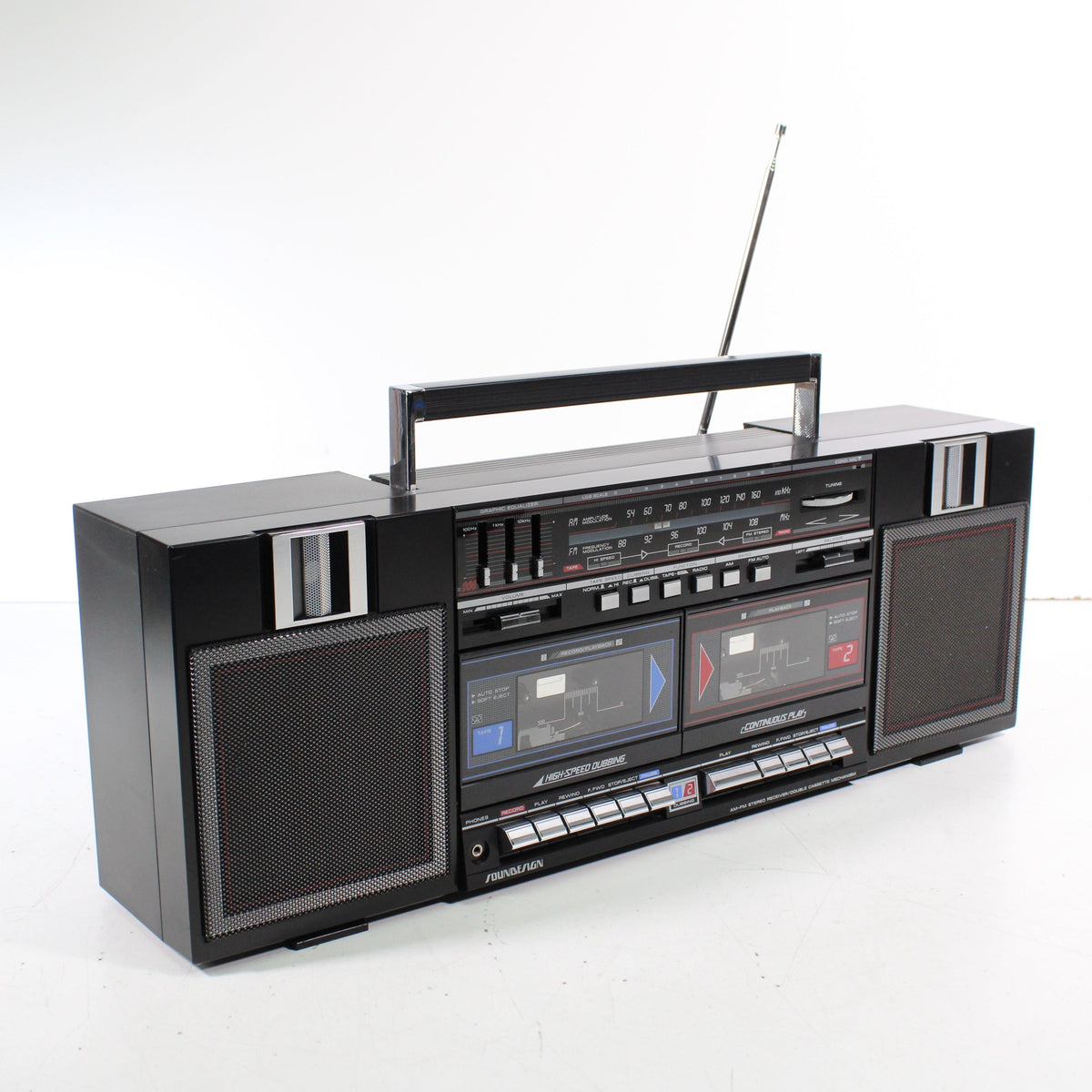 Soundesign 4776 Boombox AM FM Radio Double Cassette System — SpenCertified
