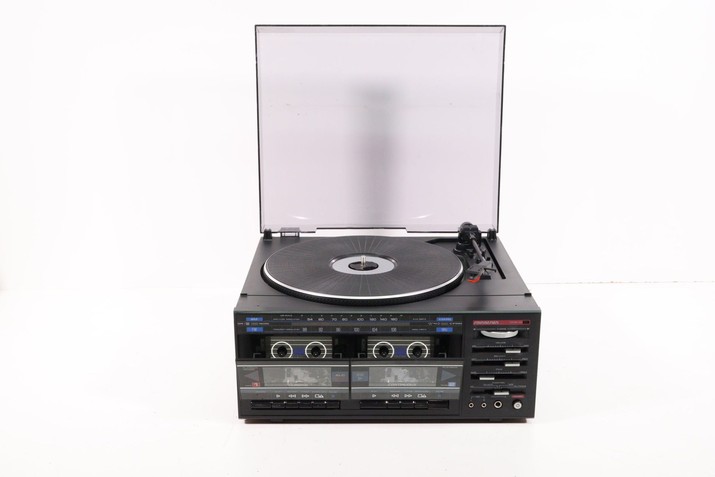 Soundesign 6822 Dual Turntable Cassette Player Recorder with AM FM Rad ...
