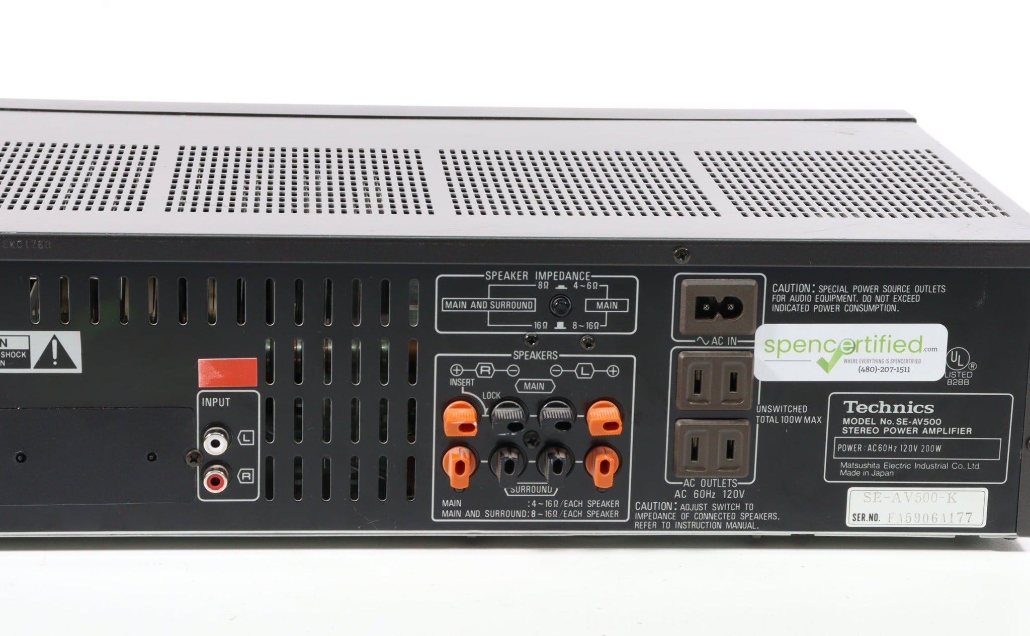 Technics SE-AV500 Stereo Power Amplifier (NO SOUND)