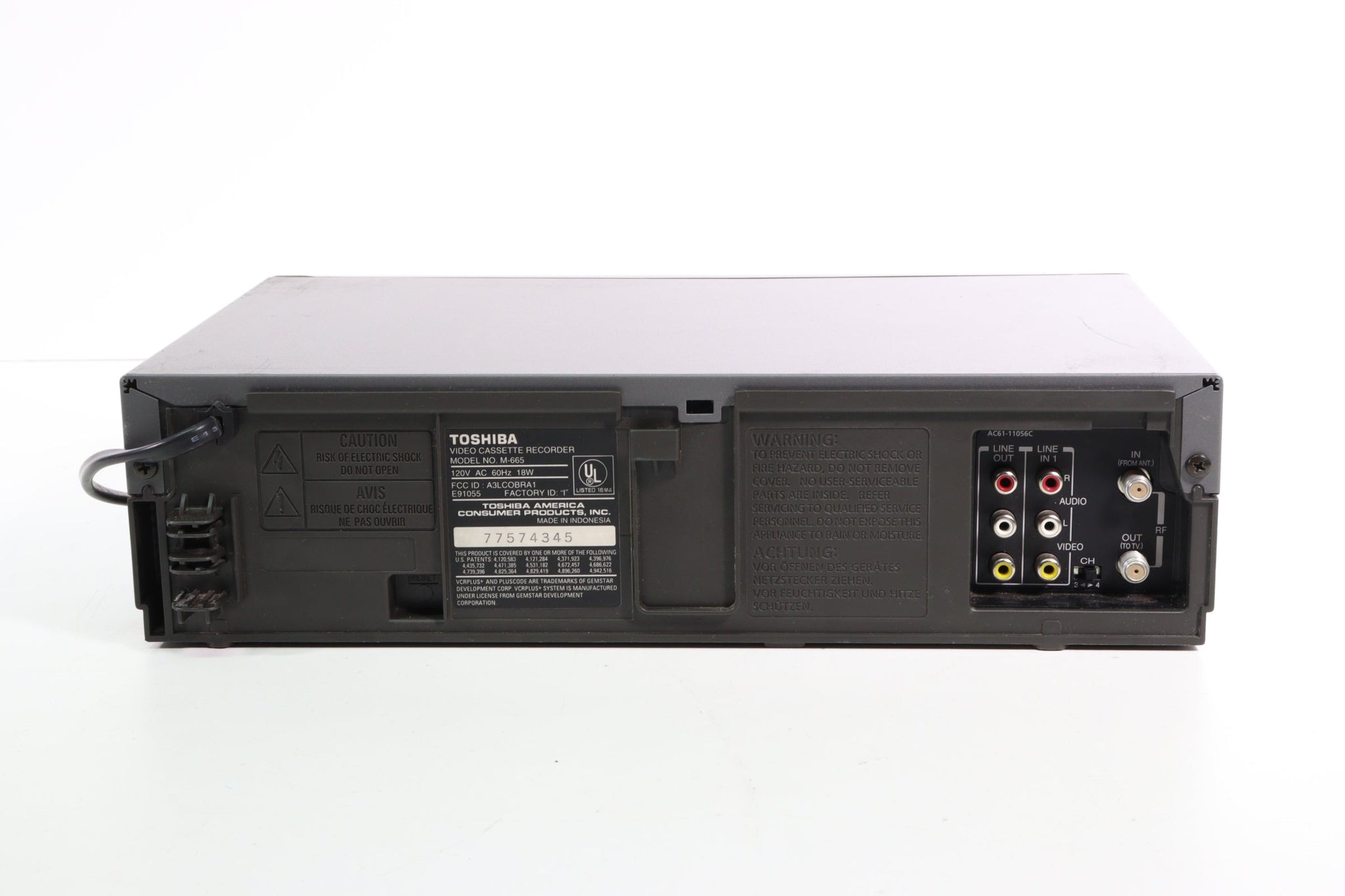 Toshiba M-665 4 Head Hi-Fi Stereo VCR Video Cassette Recorder