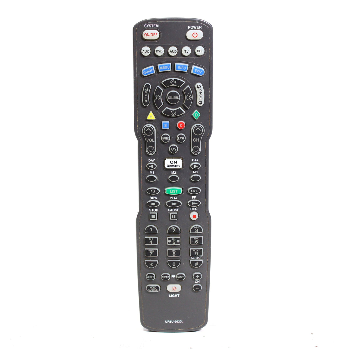 UR5U-9020L 5-Device Universal Remote Control for AUX DVD AUDIO TV CABL ...