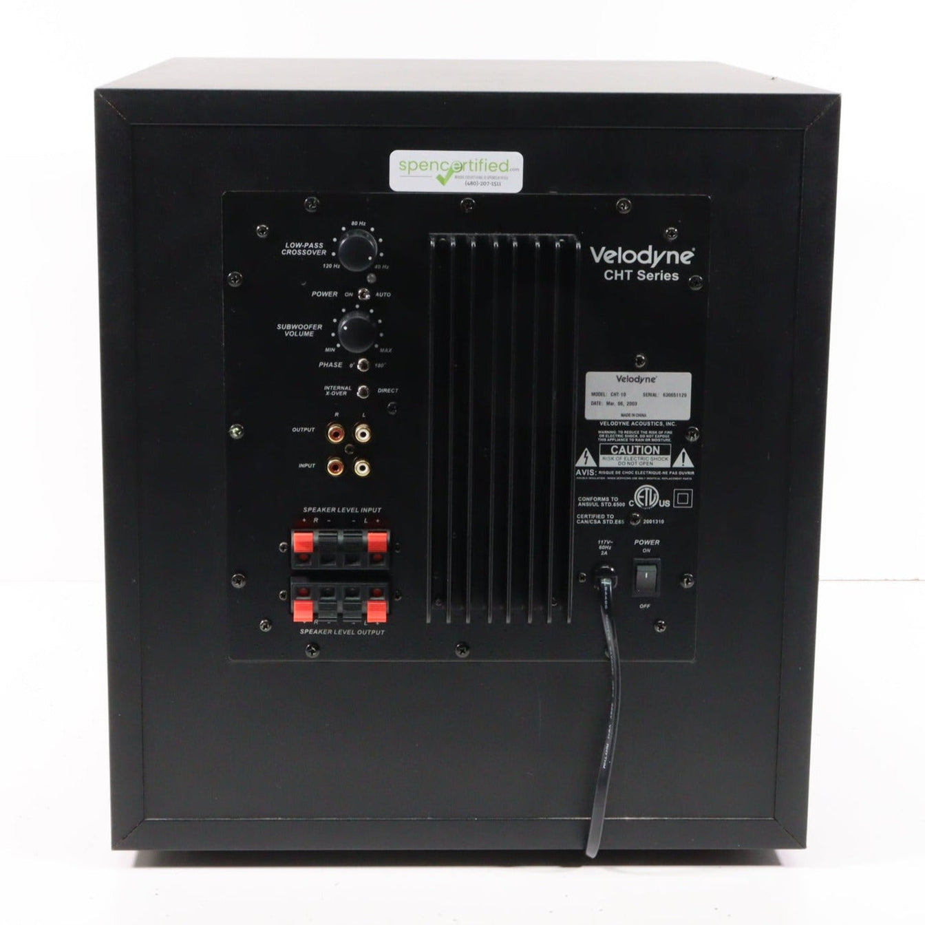 Velodyne CHT-10 CHT Series Powered Subwoofer System (NO SOUND) — SpenCertified