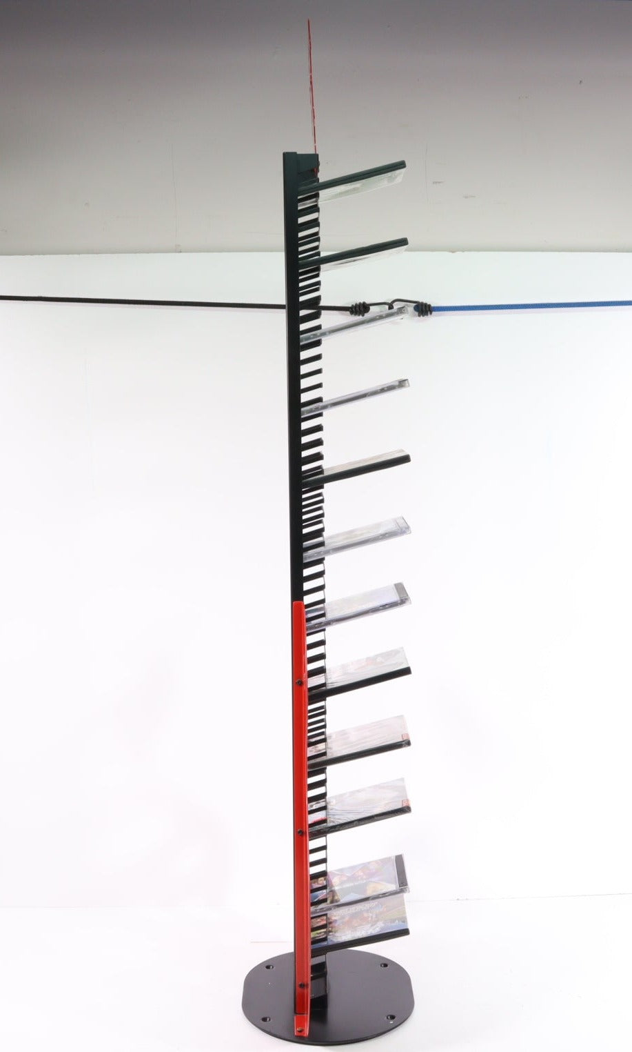 Vintage 50" Red and Black Metal Guitar Shaped CD Rack Holder Organizer