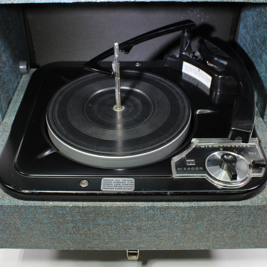 Webcor BP1452-1 Portable 4-Speed Record Player System Built-In Speaker
