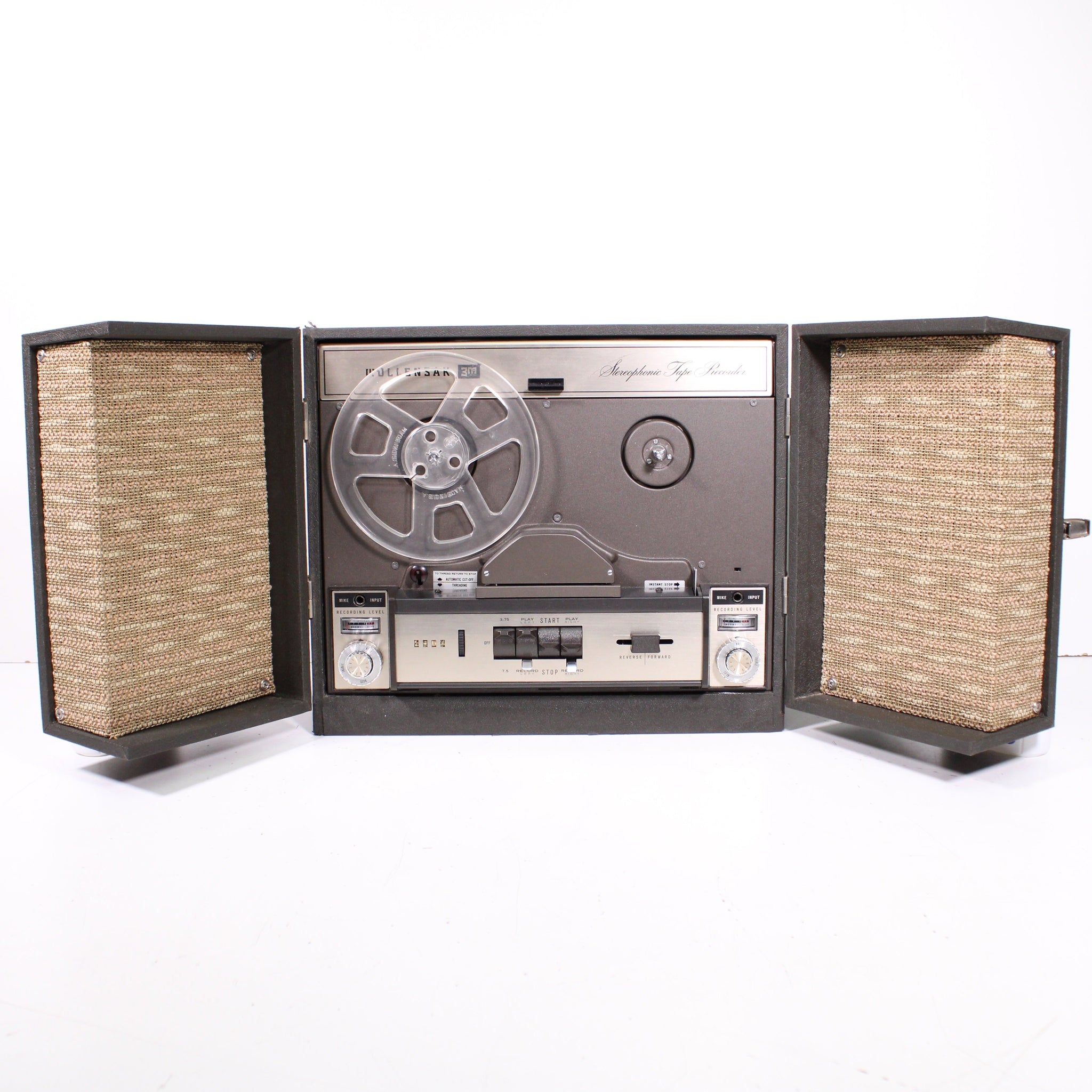 Wollensak 1280 Vintage Magnetic Tape Recorder Detachable Speakers (196
