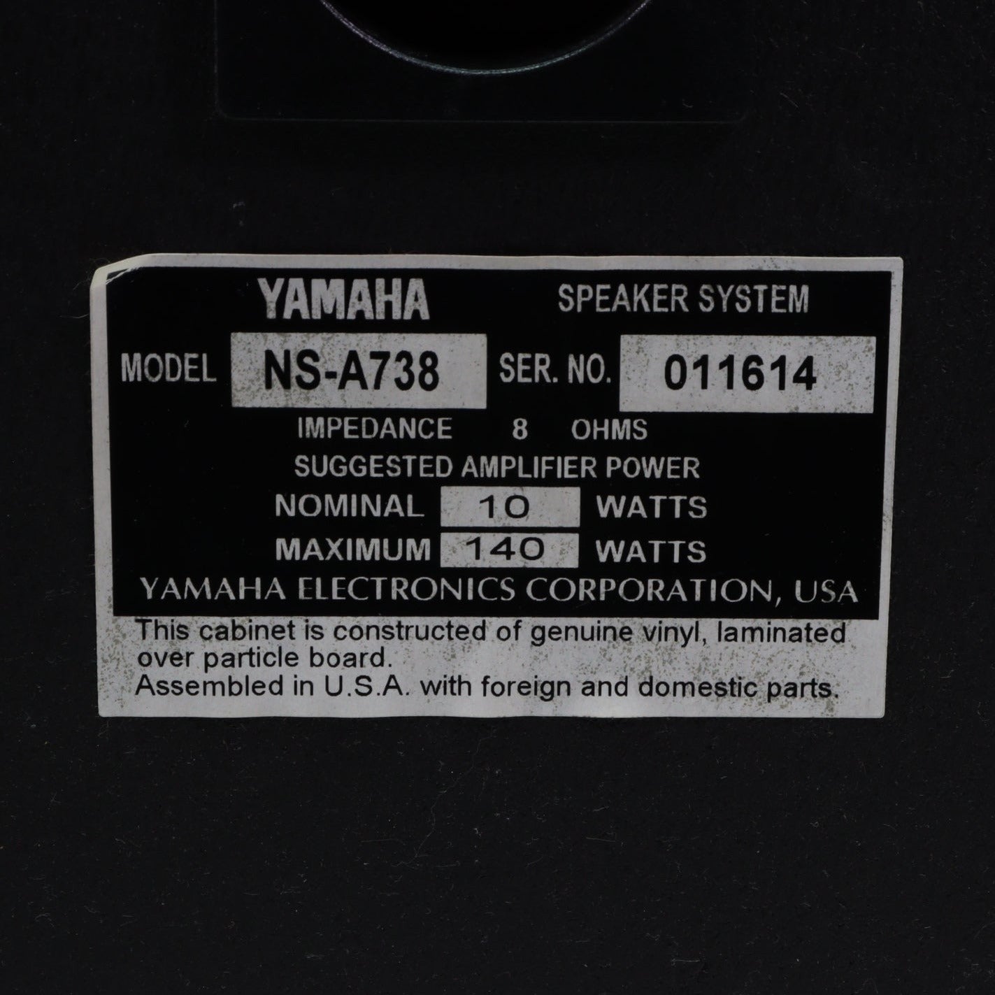 Yamaha NS-A738 Natural Sound Home Theater Speaker Pair Birch