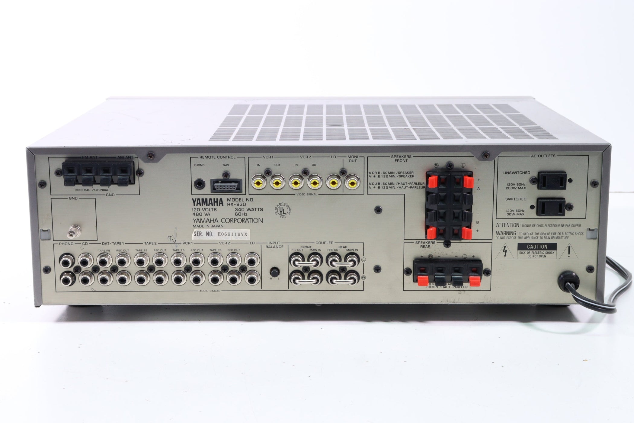 Yamaha RX-930 Natural Sound Stereo Receiver (NO REMOTE) — SpenCertified