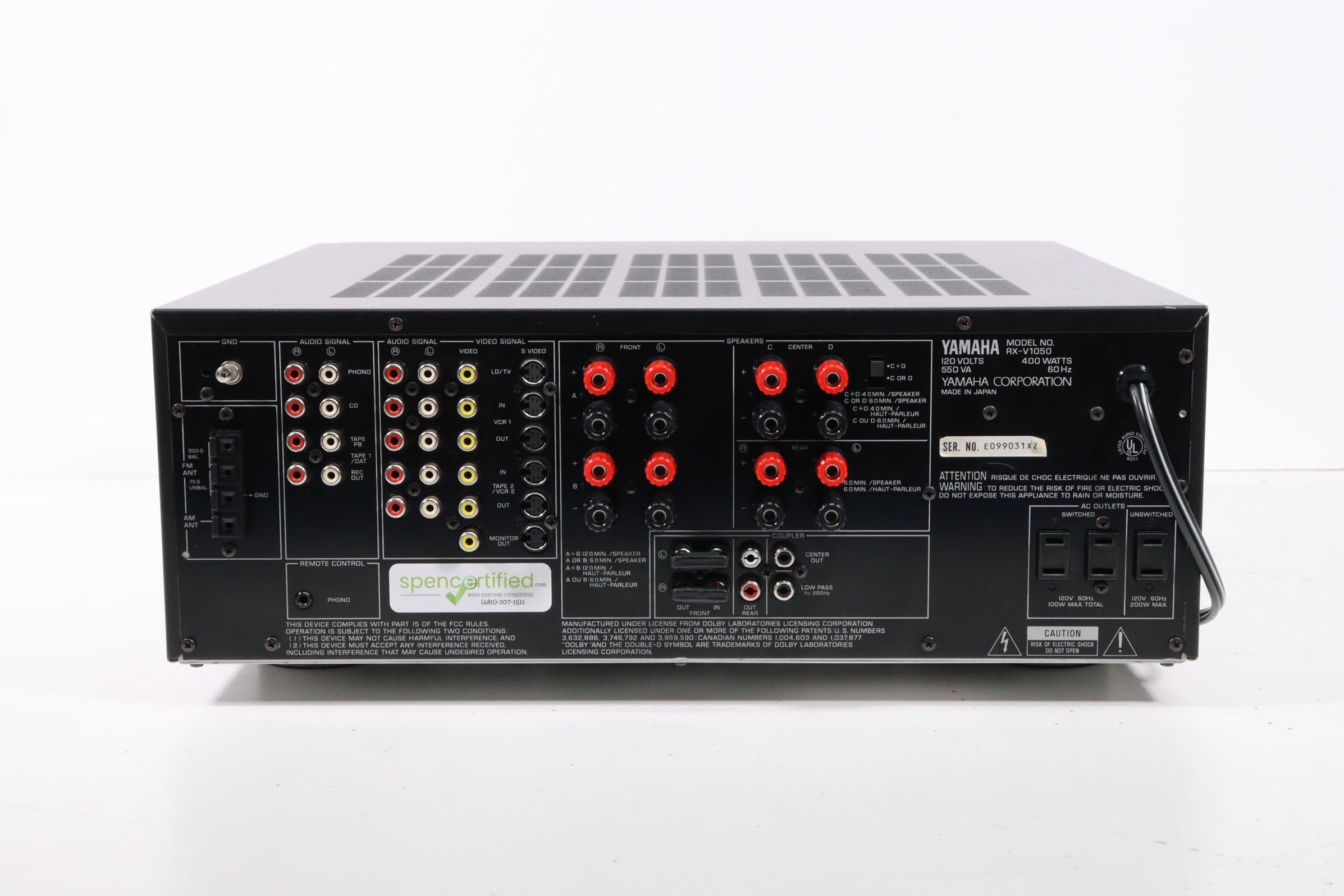 Yamaha RX-V1050 Natural Sound Stereo Receiver (NO REMOTE) — SpenCertified