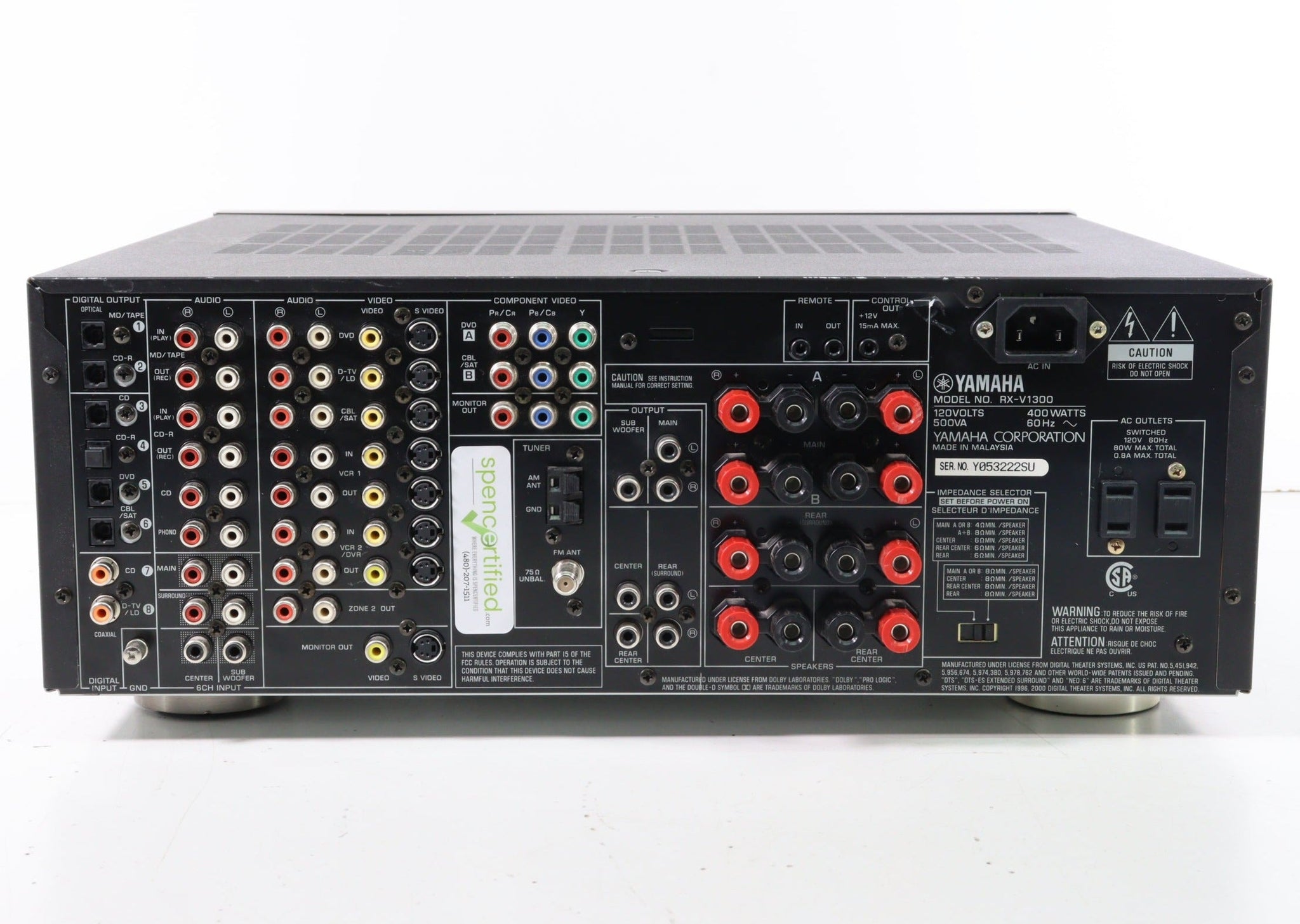 Yamaha RX-V1300 Natural Sound AV Audio Video Receiver (NO REMOTE)