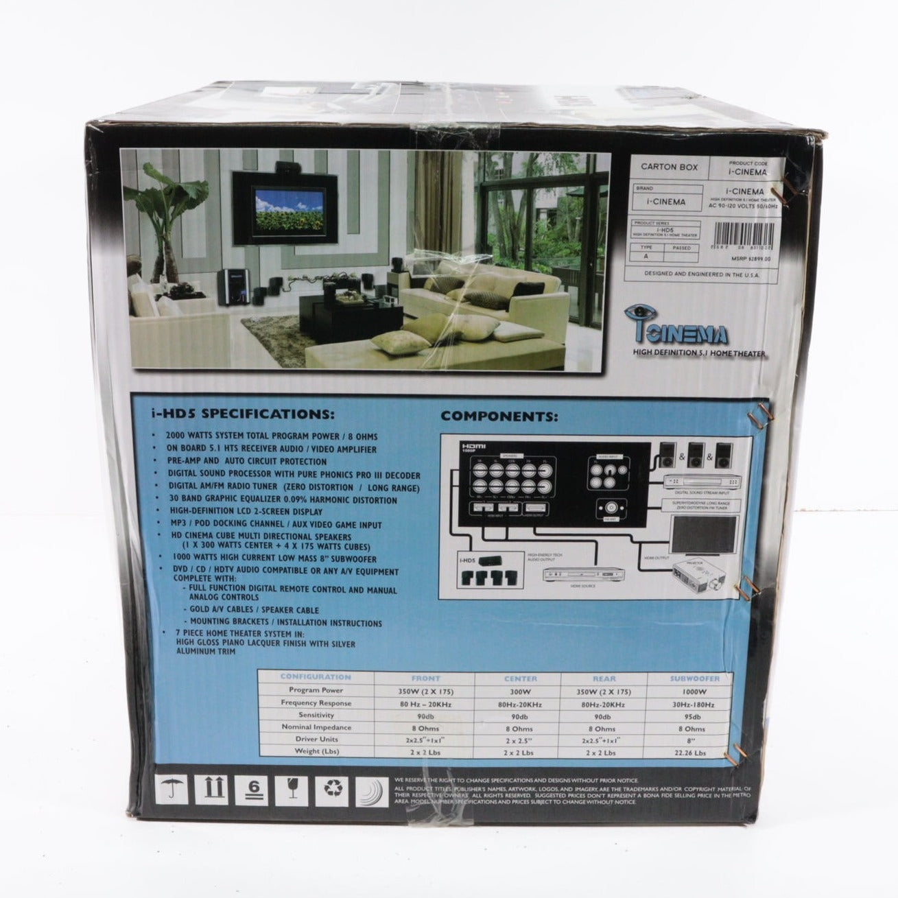 i-Cinema i-HD5 High Definition 5.1 Channel Home Theater Surround Syste ...