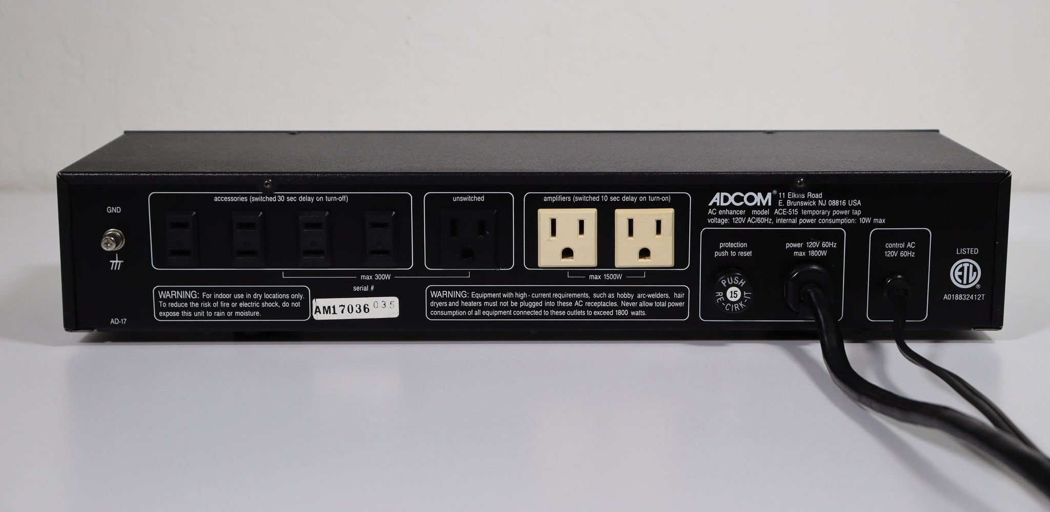 Adcom ACE-515 AC Enhancer Home Stereo Component Power Source