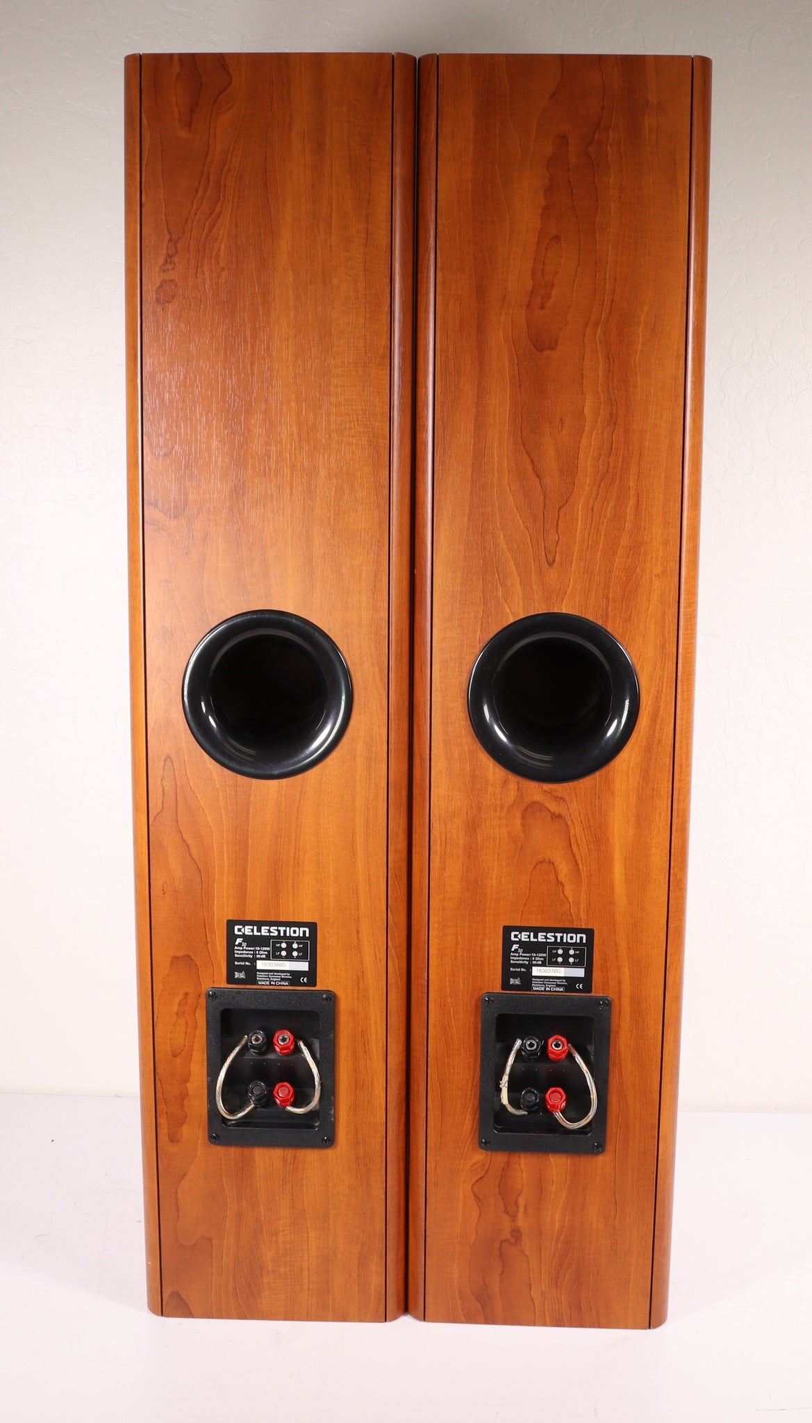 Celestion F30 Tower Speaker Pair Rear Port Brown Wood