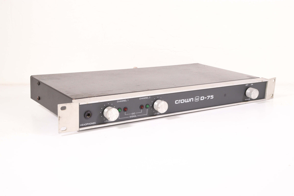 Crown D-75 Power Amplifier Rack XLR Dual Mono Rack Ears — SpenCertified