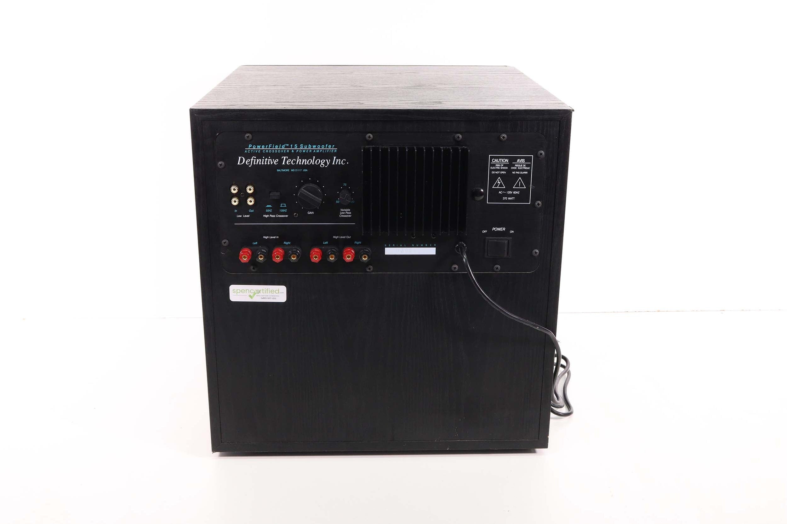 Definitive Technology PowerField 15 Subwoofer Active Crossover/Power A ...