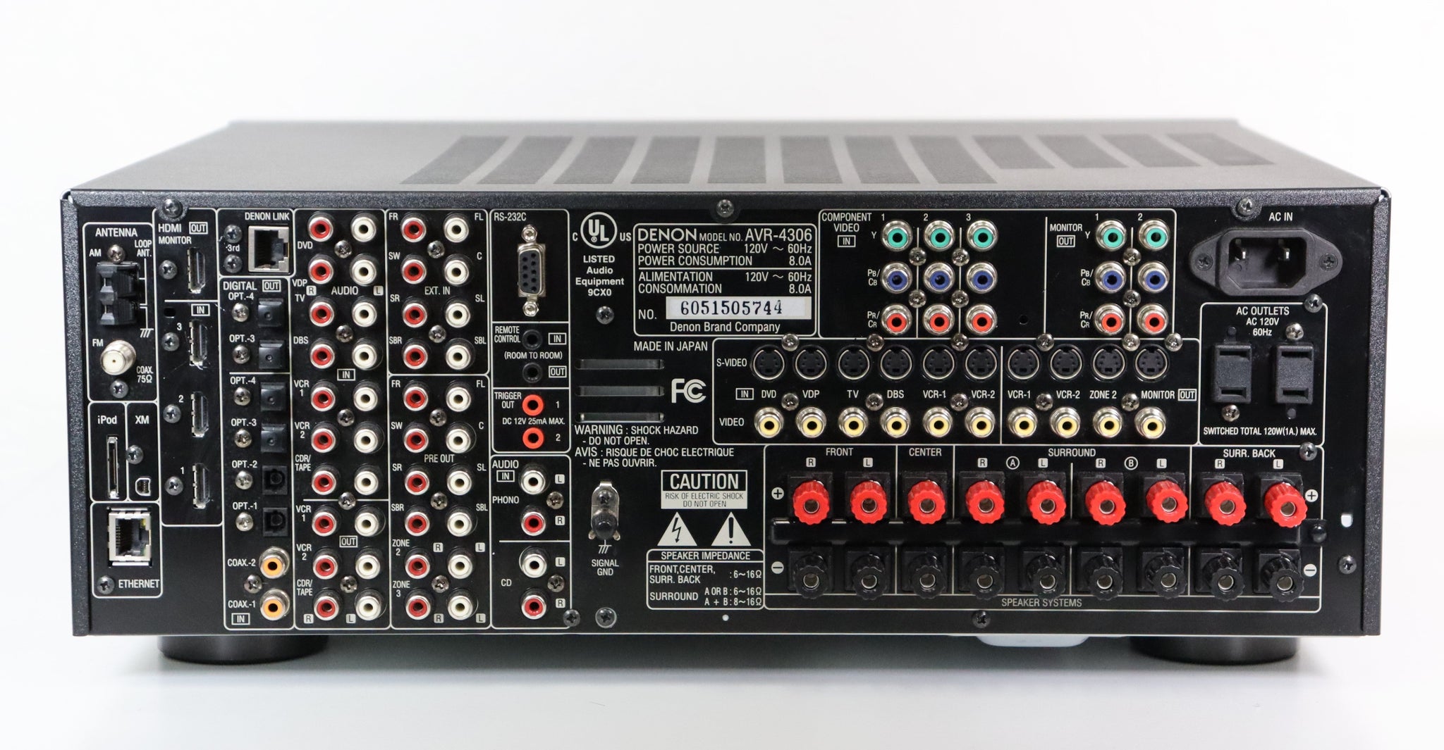 Denon AVR-4306 AV Surround Receiver Home Stereo HDMI Phono 7.1 Channel