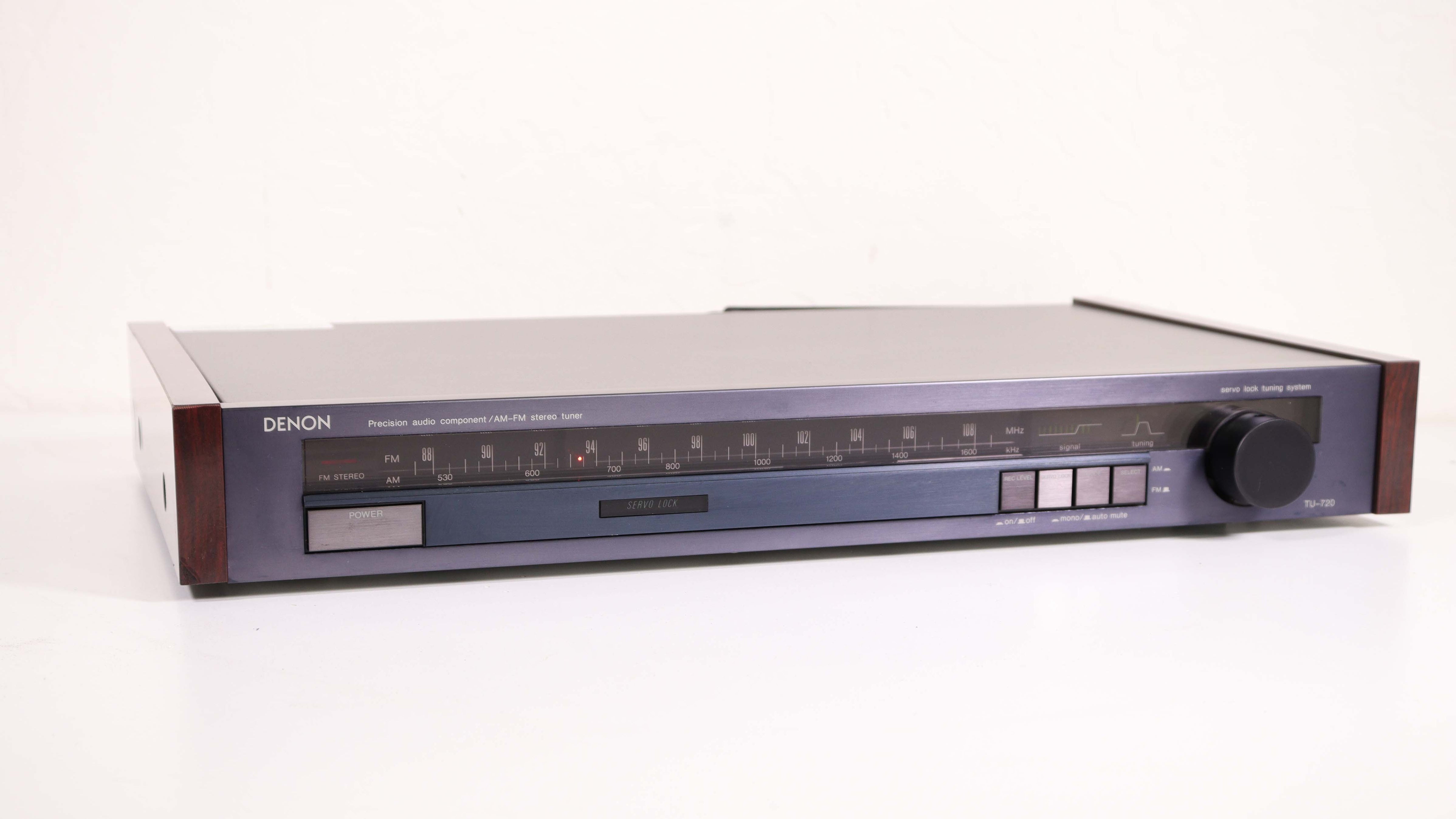 Denon TU-720 AM FM Tuner Precision Audio Component Black Face Wood Pan ...