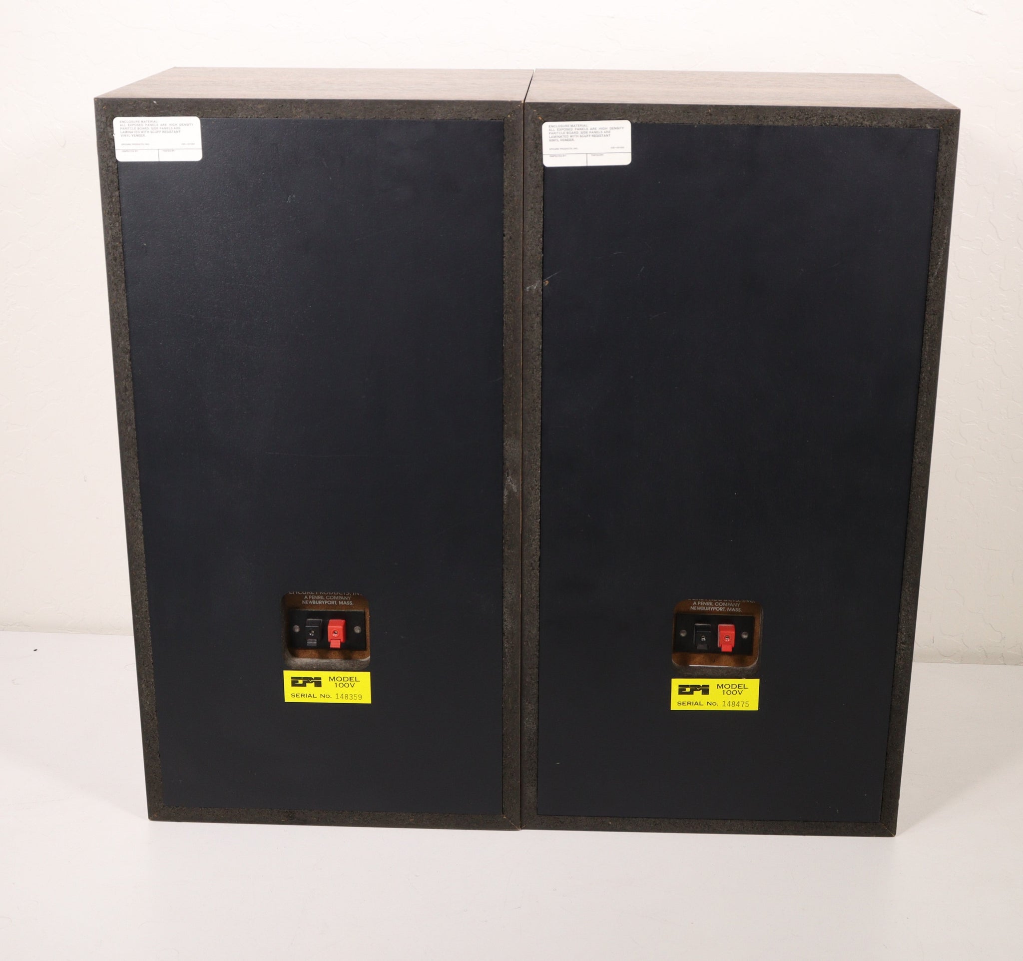 EPI 100V 2 Way Small Bookshelf Speaker Pair Dark Brown 8 Ohms 12-50 Wa