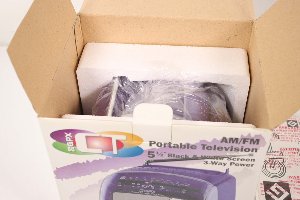 GPX CT AM/FM Portable Television 5.5 inch Black and White
