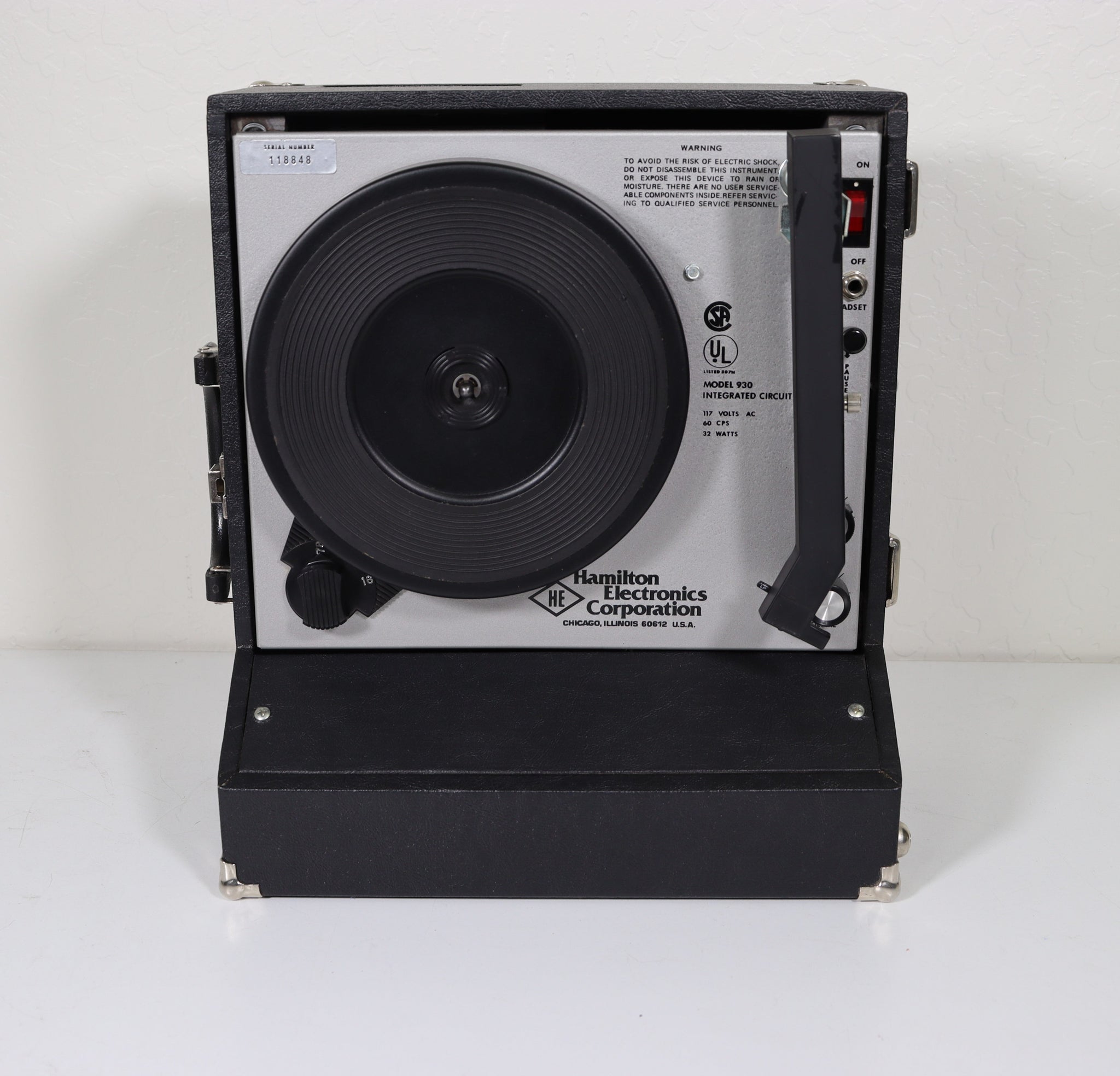 Hamilton Electronics Corporation Model 930 Record Player Turntable Spe