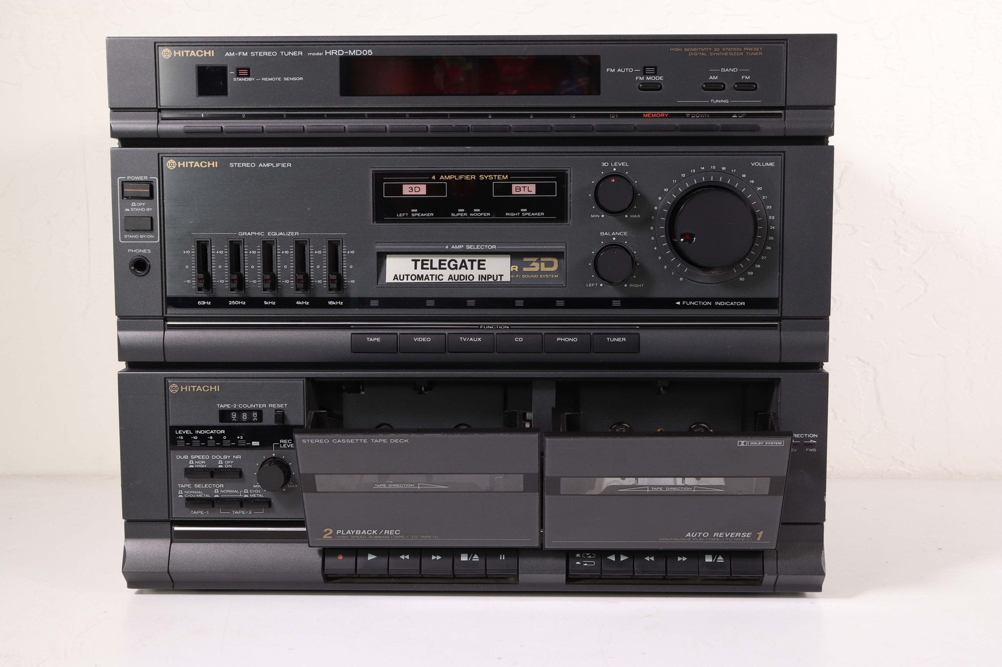 Hitachi Stereo Tuner-Amplifier Double Cassette Recorder