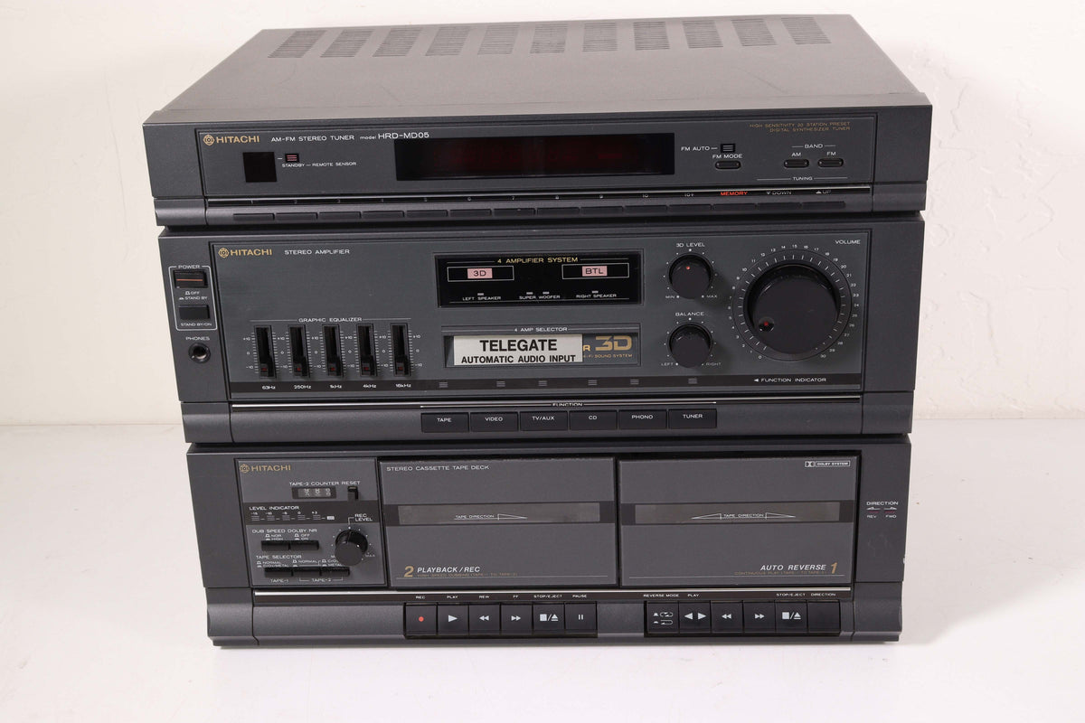 Hitachi Stereo Tuner-Amplifier Double Cassette Recorder — SpenCertified