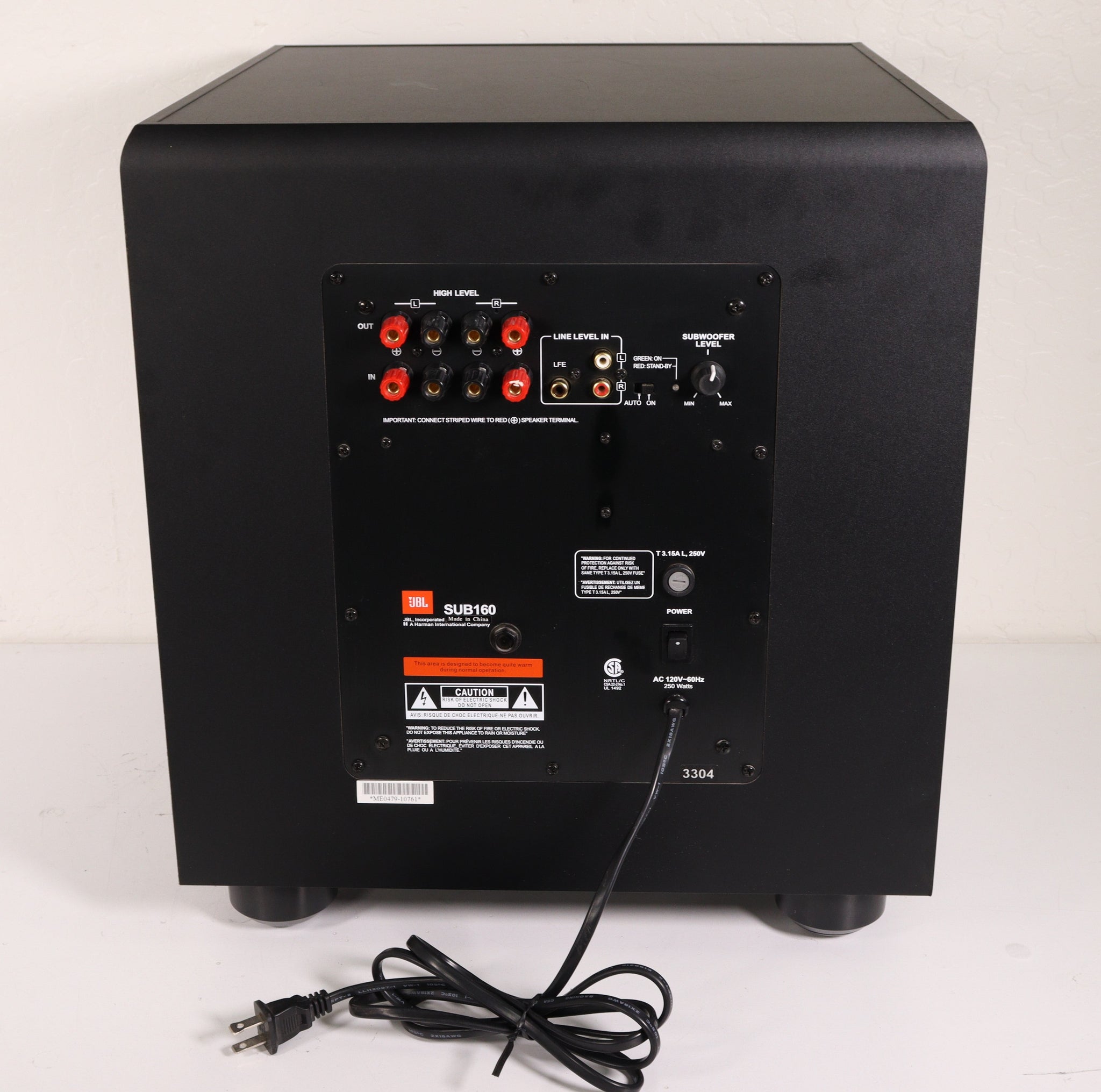 JBL SUB160 10 Inch Ported Subwoofer System Black Powered