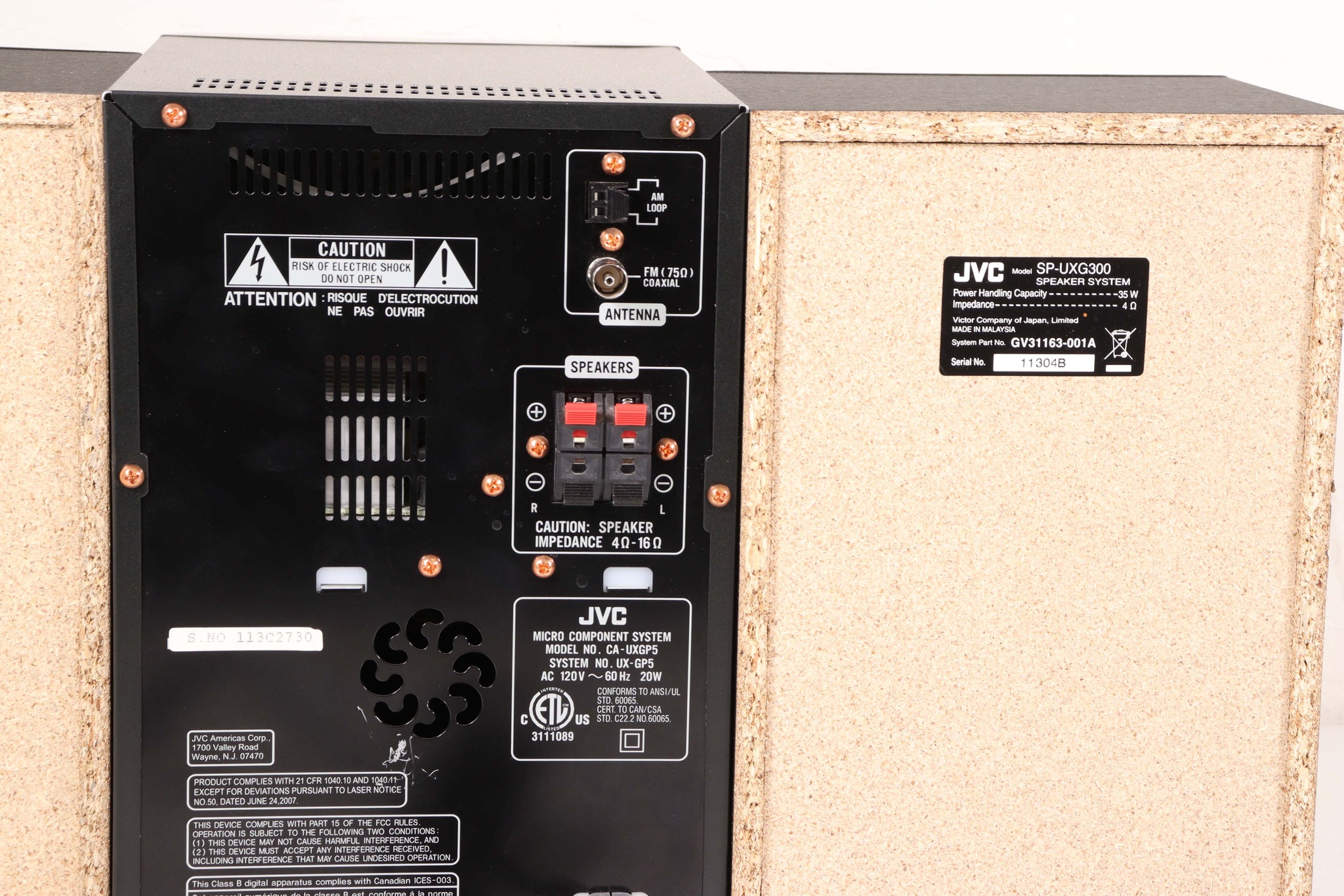 JVC CA-UXGP5 CD Player Receiver Amplifier System Bookshelf Speakers
