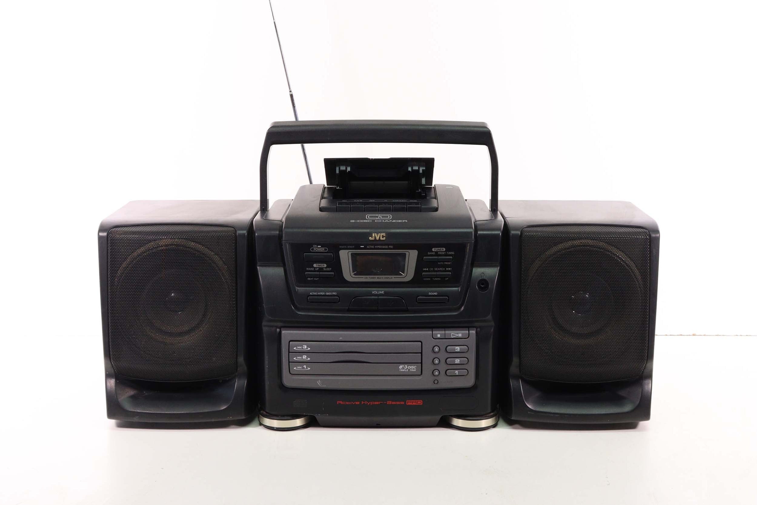JVC PC-XC7BK Vintage Stereo Boombox 3-CD Changer (Cassette Player Does ...