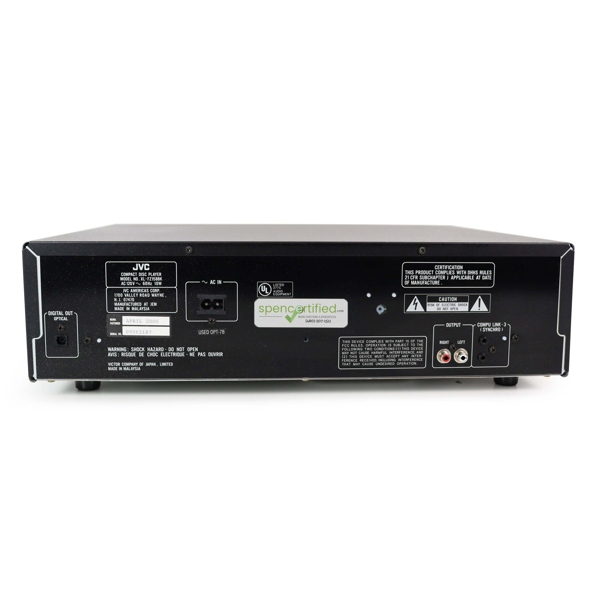 JVC XL-FZ158 5-Disc Carousel CD Automatic Changer Player — SpenCertified