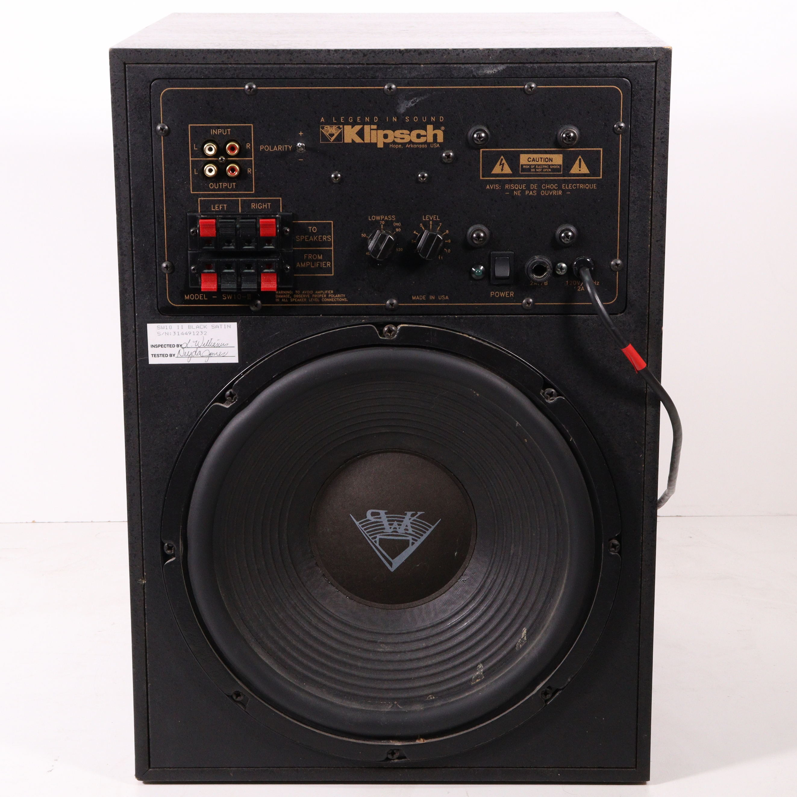 Klipsch SW10-II Subwoofer Speaker — SpenCertified