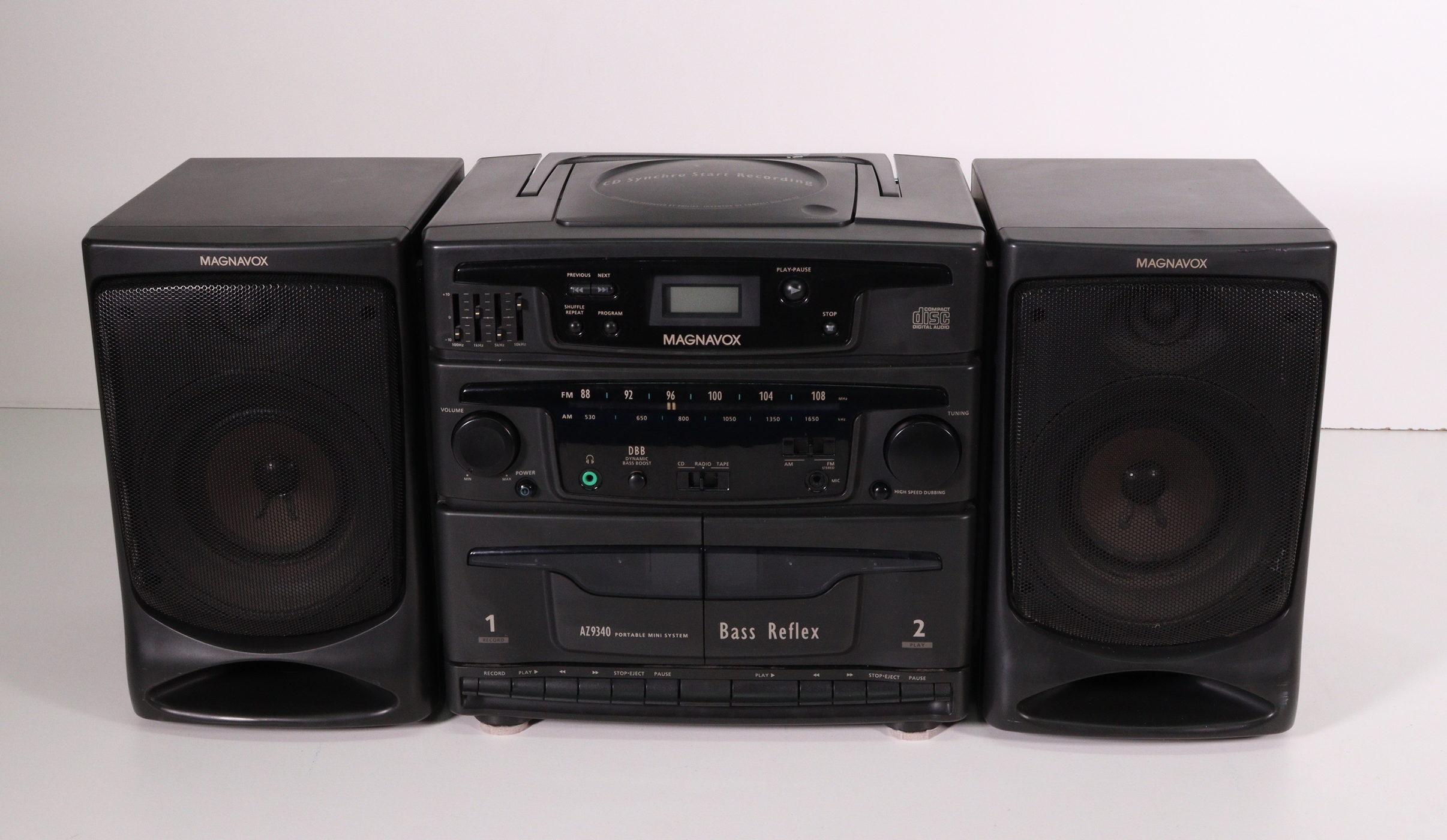 MAGNAVOX AZ9340 MX01 Portable Mini System Boombox AM/FM Radio CD Dual ...