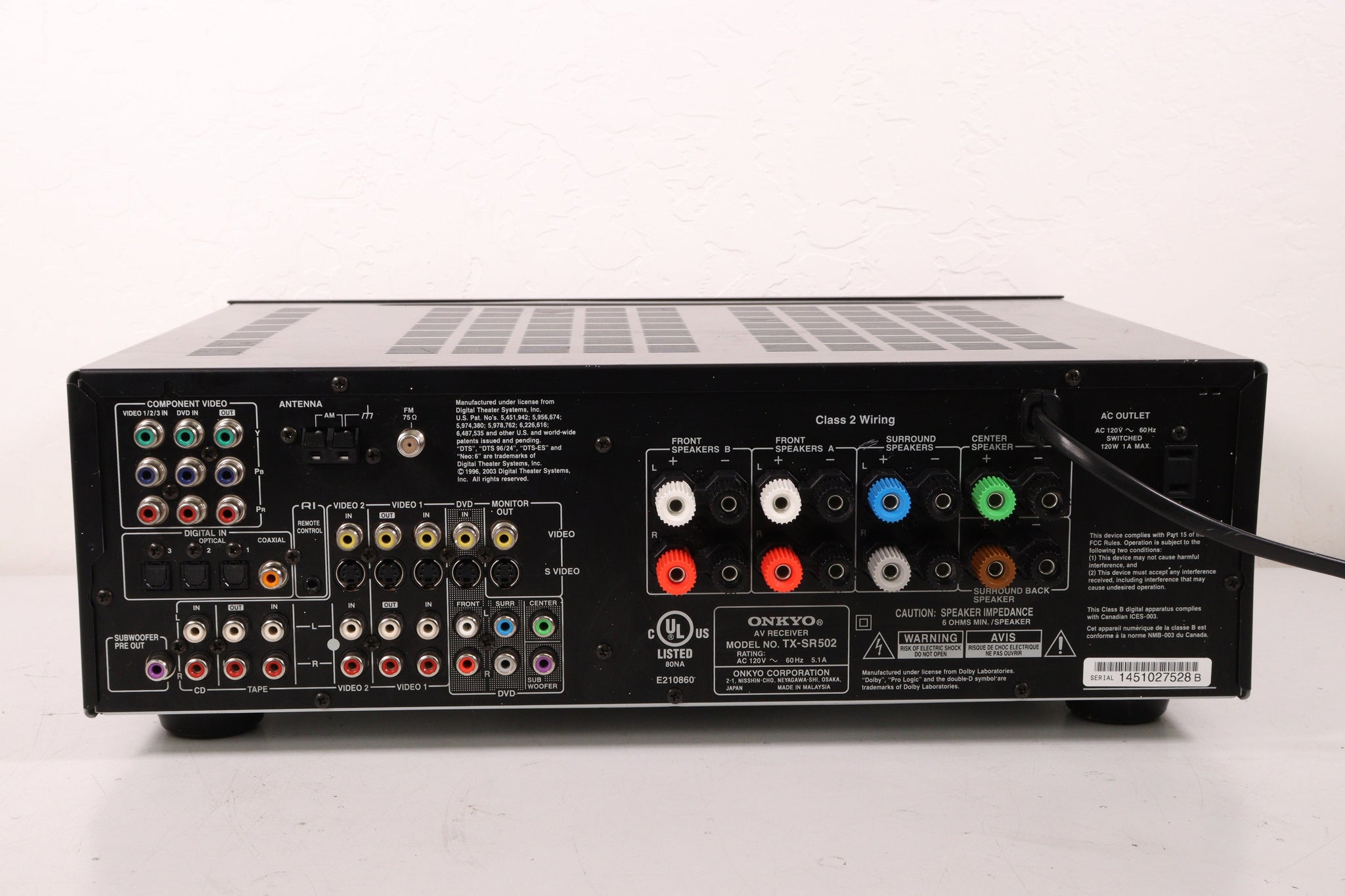 Onkyo TX-SR502 Audio and Video Receiver Digital Optical 5.1 Surround A