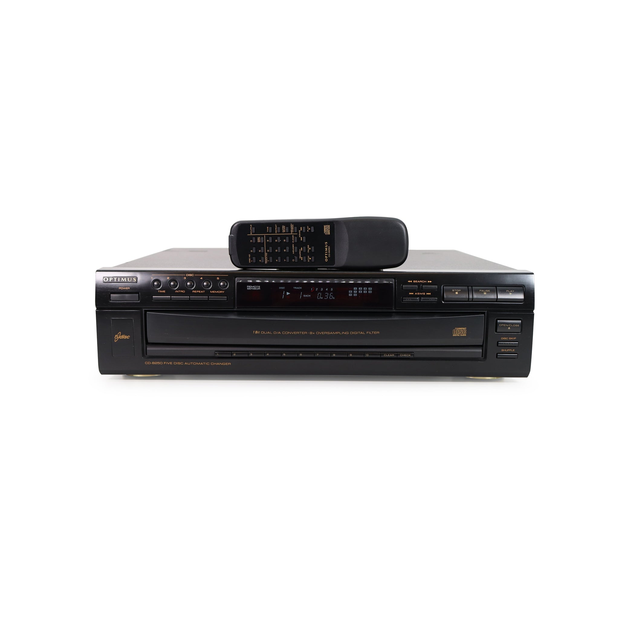 Optimus CD-8250 5-Disc Carousel CD Player/Changer with Oversampling Di ...