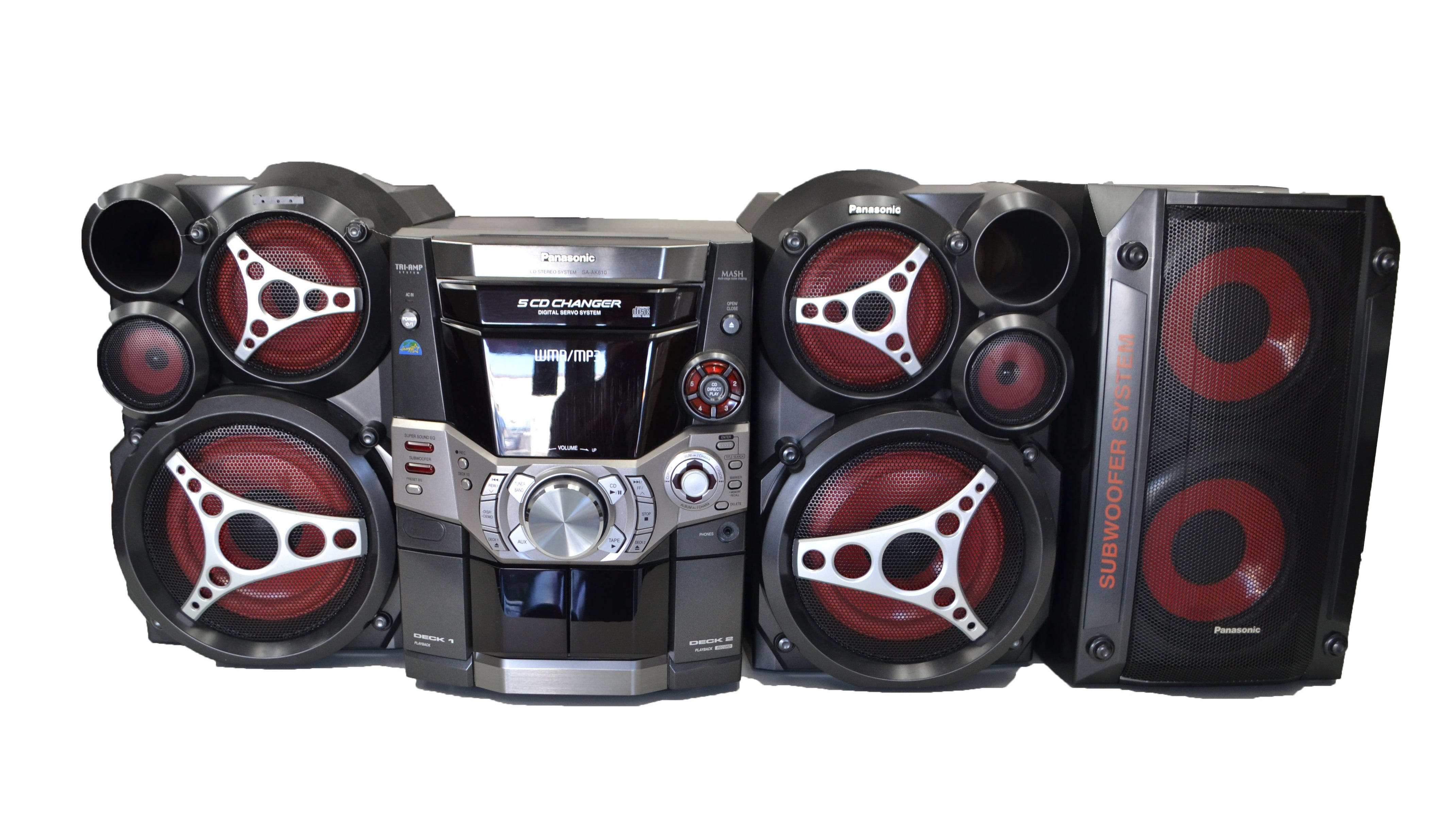 Panasonic SA-AK610 5-Disc CD Player and Dual Cassette Deck Stereo Soun ...